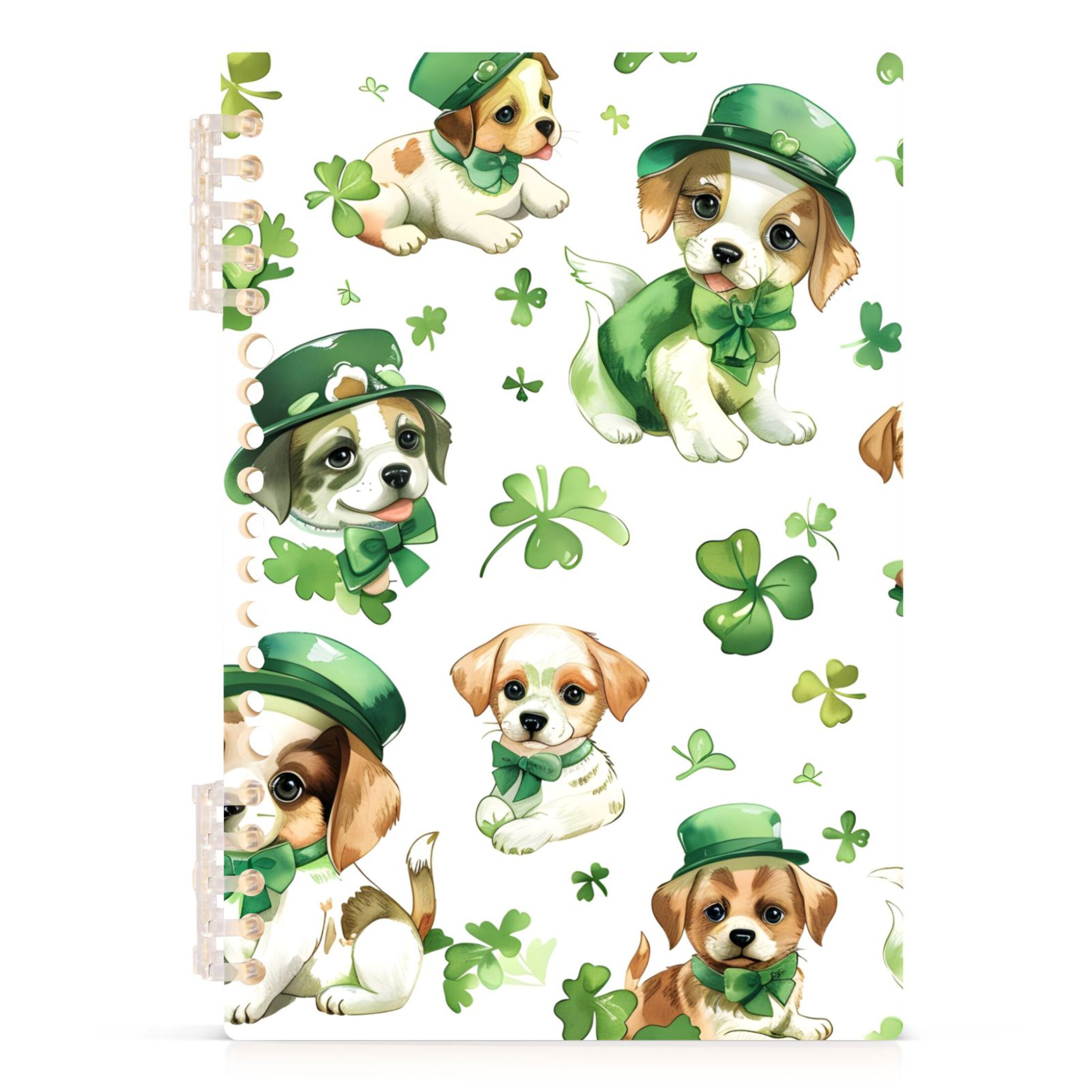 Four-leaf Clover and Dog Spiral Notebooks 60 Sheets 120 Pages A5 Journal Notepad 8.3x5.7 Inch ...