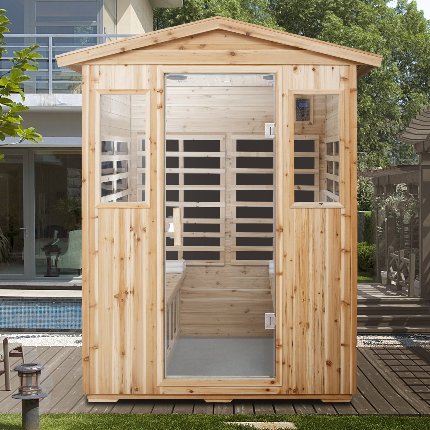 Outdoor FIR Sauna Four-Person Room - Old Fir Wood - Walmart.com