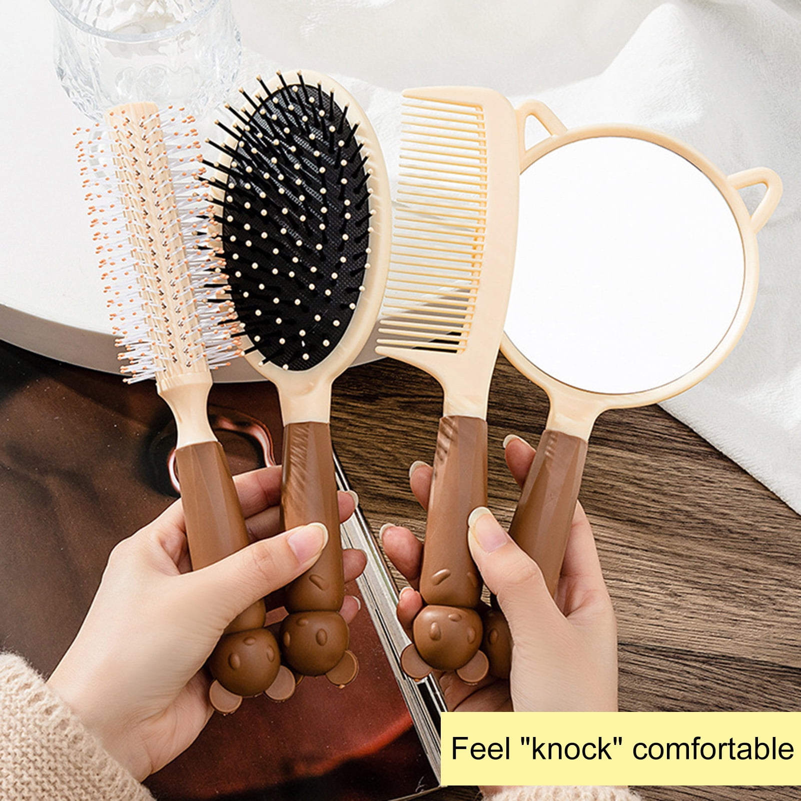Four-piece Makeup Tool Set Handheld Mirror Comb Anti-static Tangle-free ...