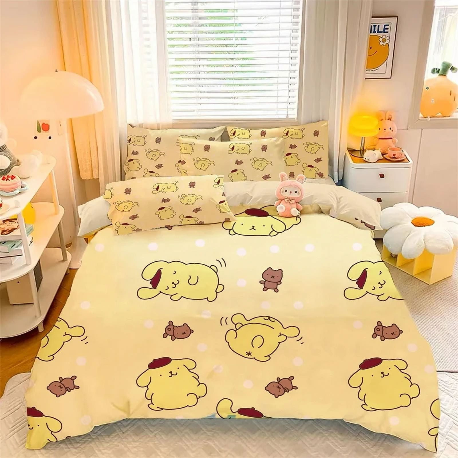 Four-piece Sanrio Kawaii Pom Pom Purin Quilt Cover Anime Bedroom ...