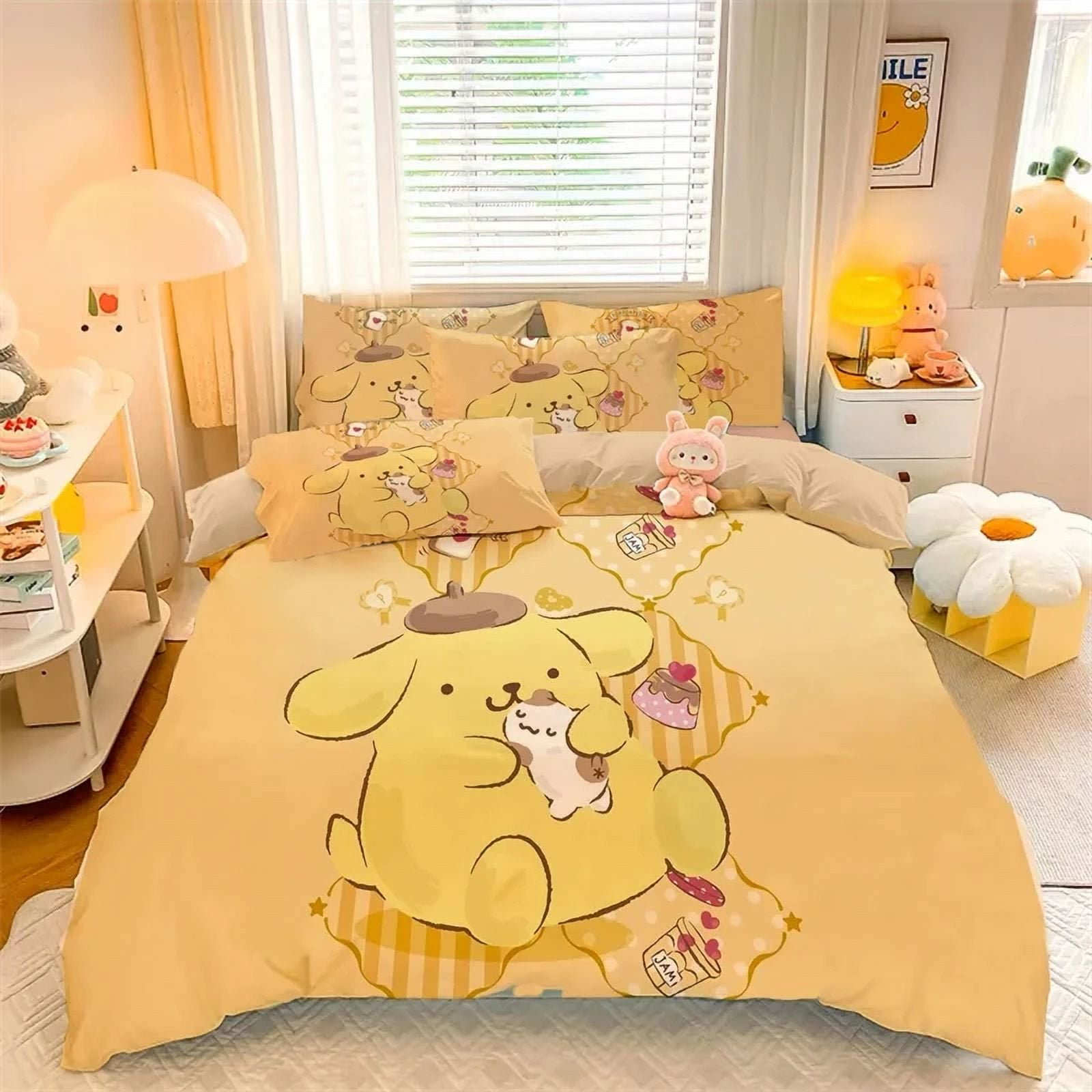 Four-piece Sanrio Kawaii Pom Pom Purin Quilt Cover Anime Bedroom ...