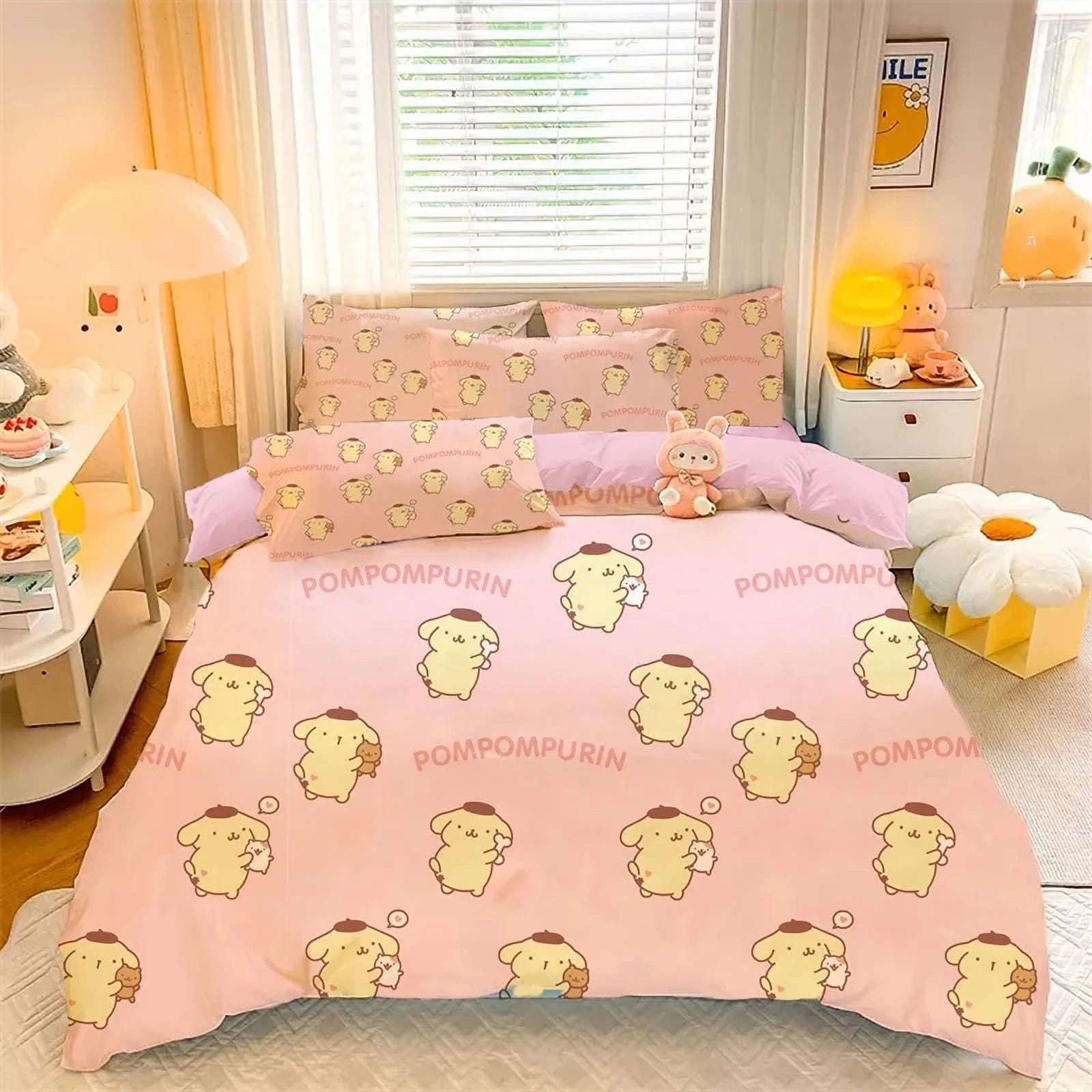 Four-piece Sanrio Kawaii Pom Pom Purin Quilt Cover Anime Bedroom ...