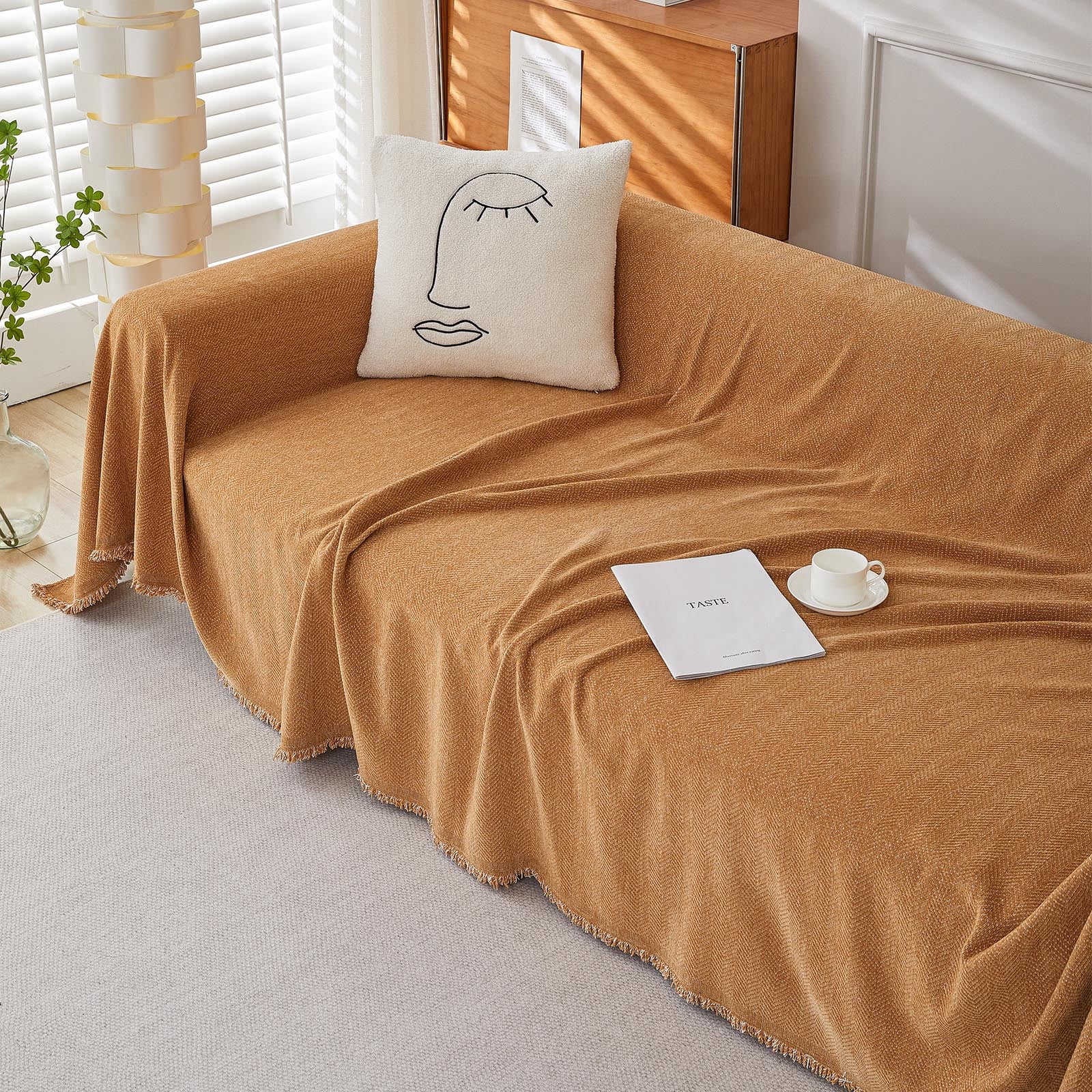 Four-season Herringbone Sofa Cover, Premium Cotton Blend, Waterproof ...