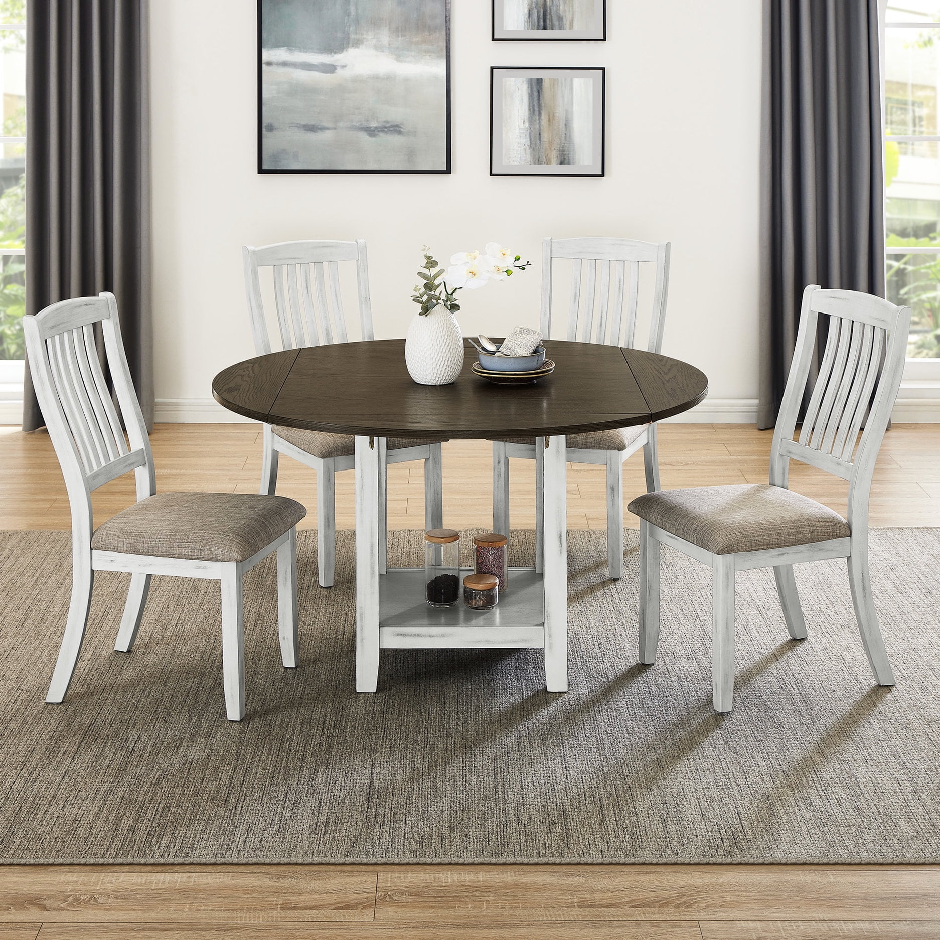 Four - side folding table expands to seat 4 with storage under table ...