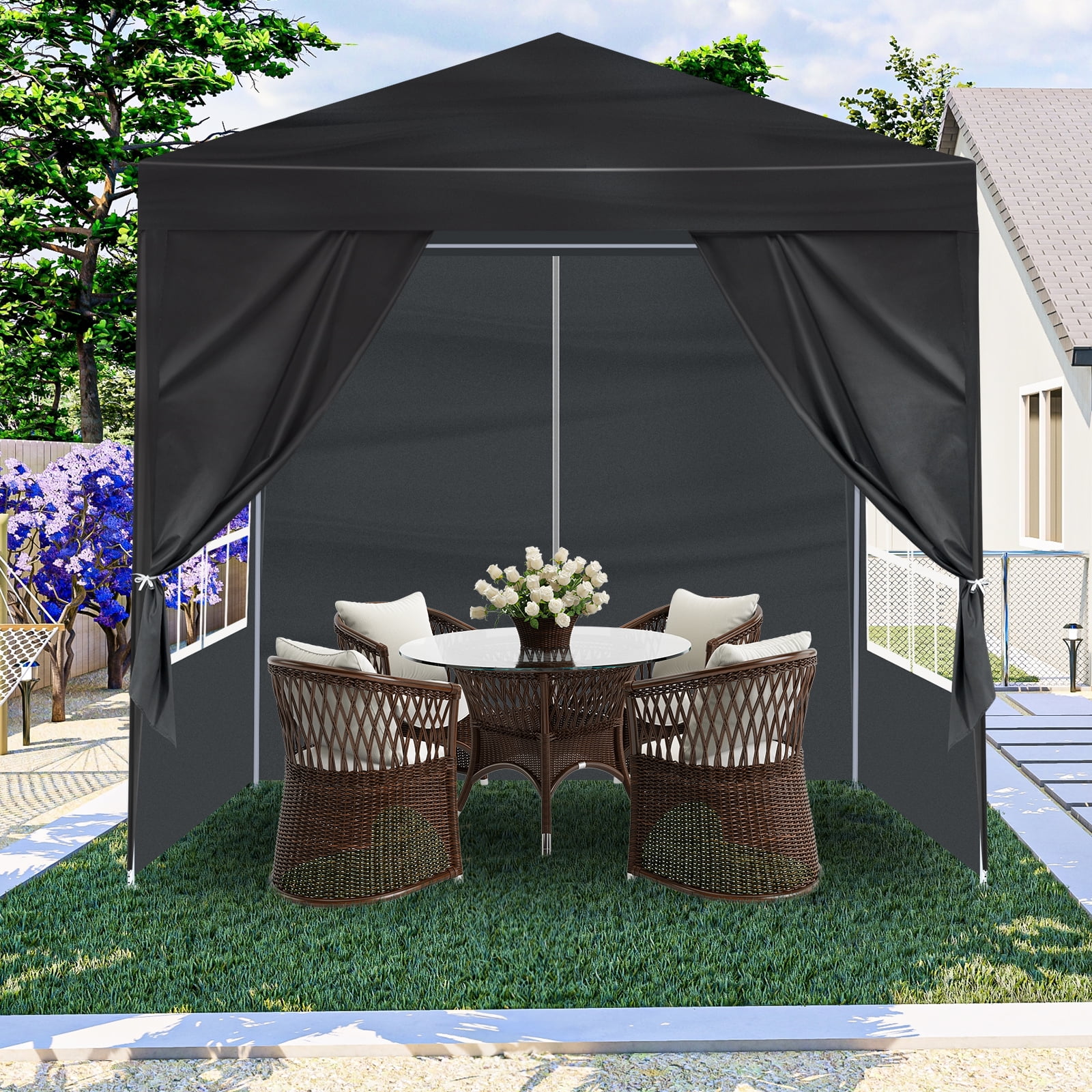 Four-sided waterproof portable tent, outdoor metal frame party tent ...