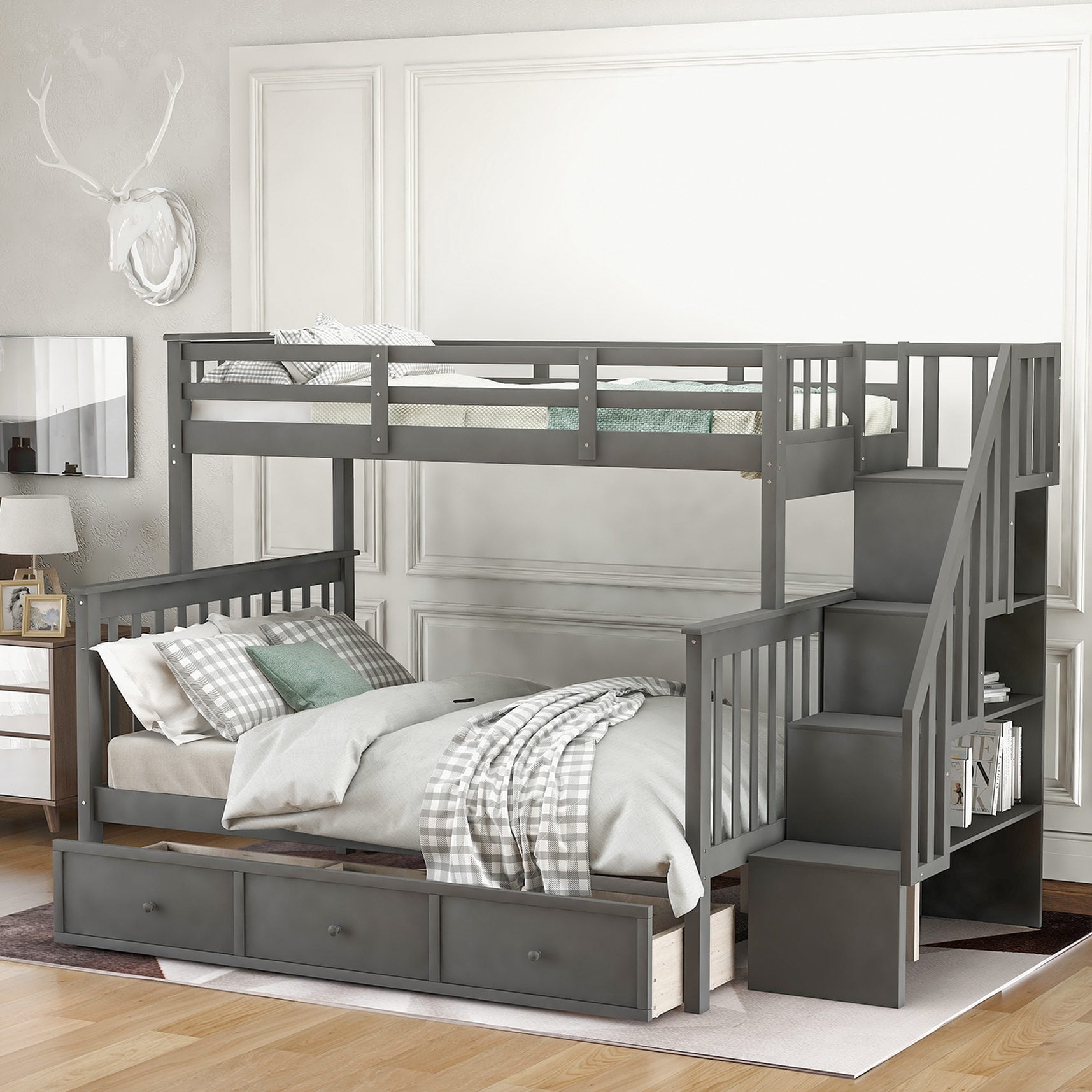 Four - step Staircase & Open Shelves - Facilitates Storage and Bunk Bed ...