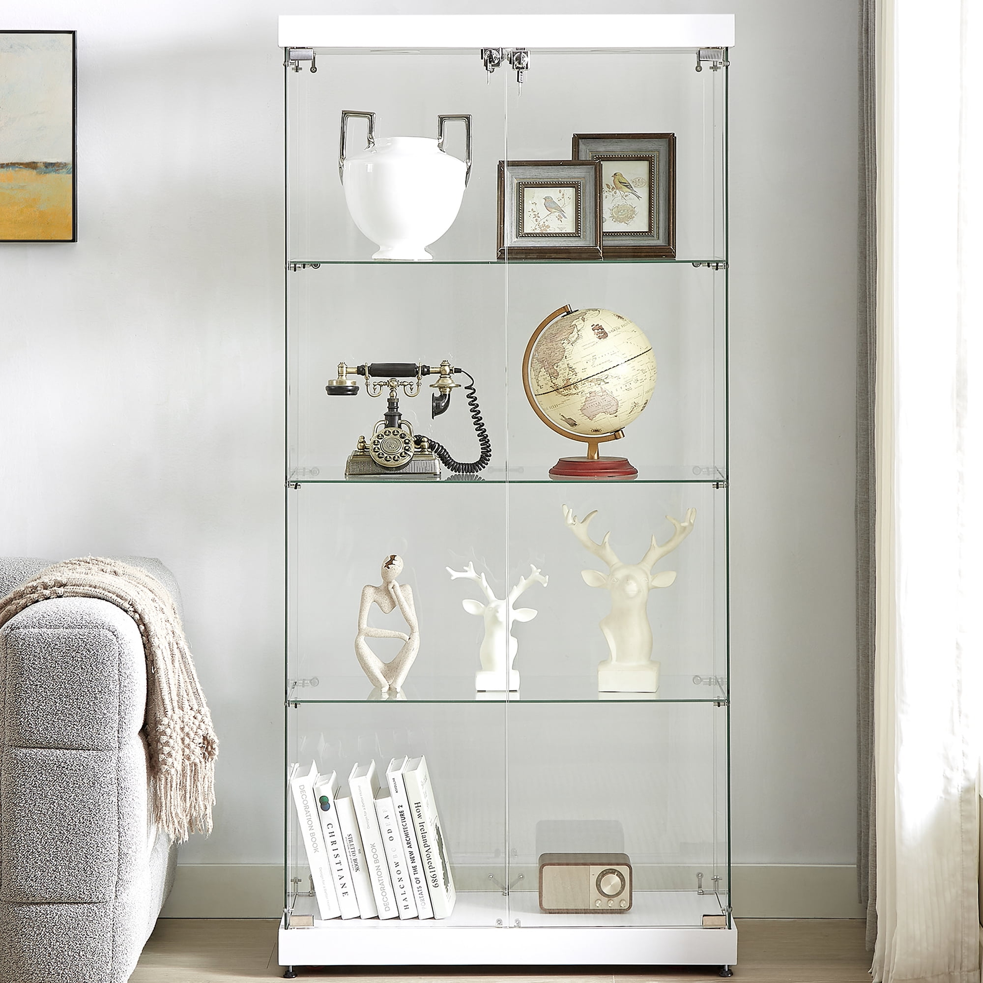 Four-story glass display cabinet, double-door glass cabinet, four ...