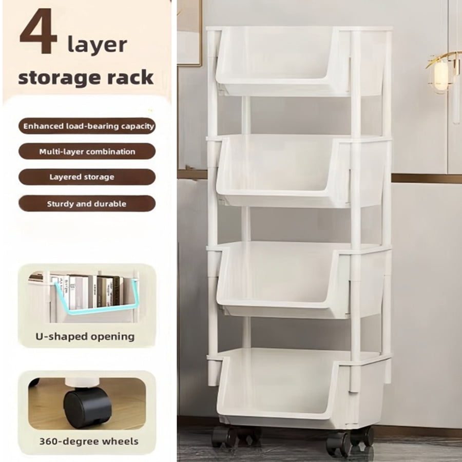 Four-tier storage shelf - Storage shelf - Five-tier durable plastic ...