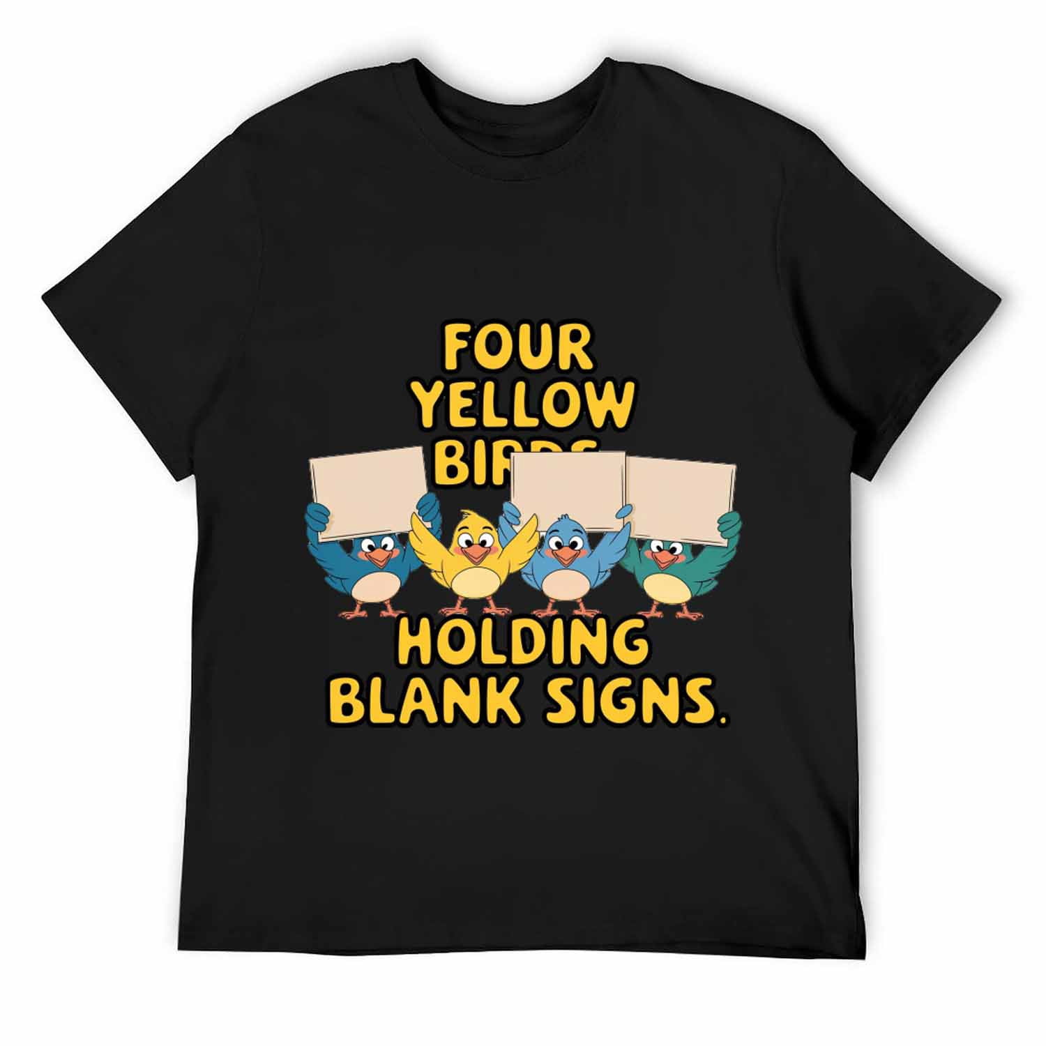 Four yellow birds holding blank signs. Human Melanin Black History ...