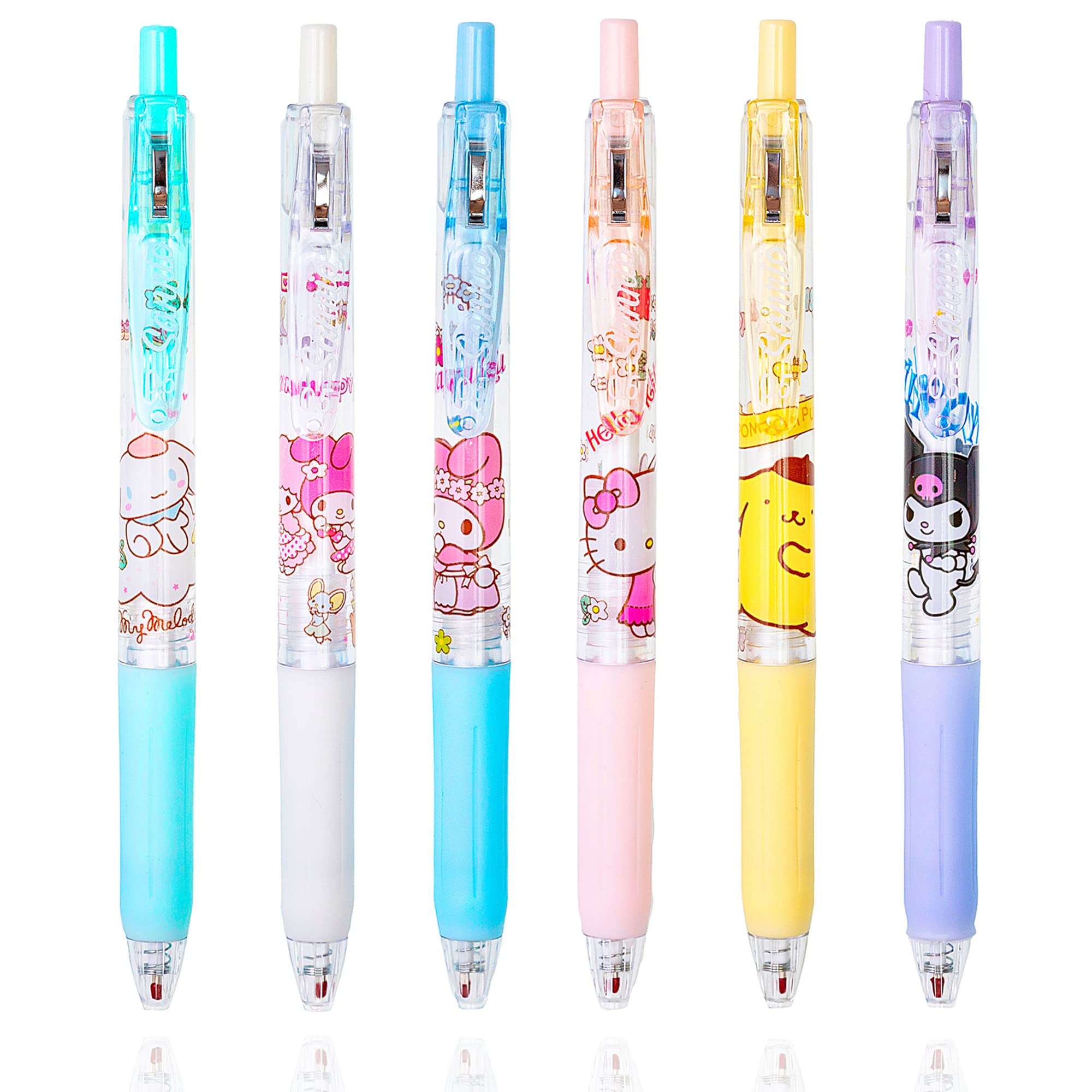 FourFine 6 Pcs Kawaii Pens Anime Kitty Pen Merchandise Black Ink 0.5mm ...