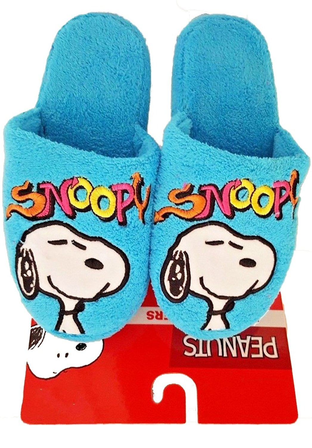 Fourever Funky Peanuts Snoopy Blue Slippers Women's Soft Cozy Scuffs ...