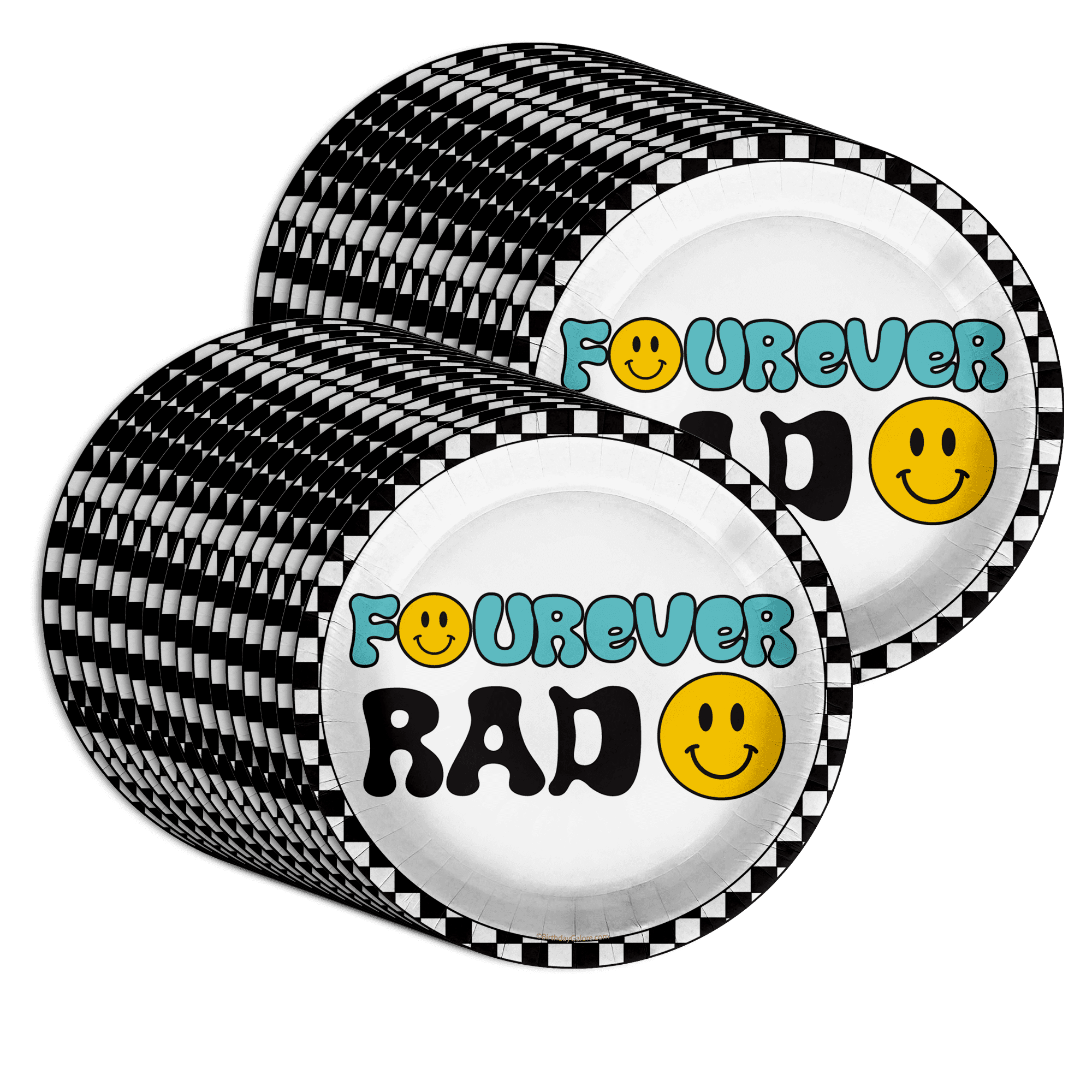 Fourever Rad Smiley Face 4th Birthday Party Supplies Large 9" Paper ...