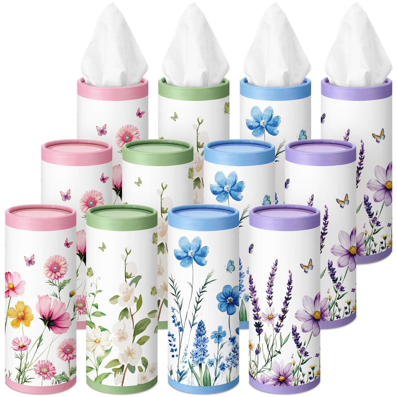 Fourluoo 12 Pack Car Tissue Cylinder AIS1 Holder Bulk with 3 Ply Facial ...