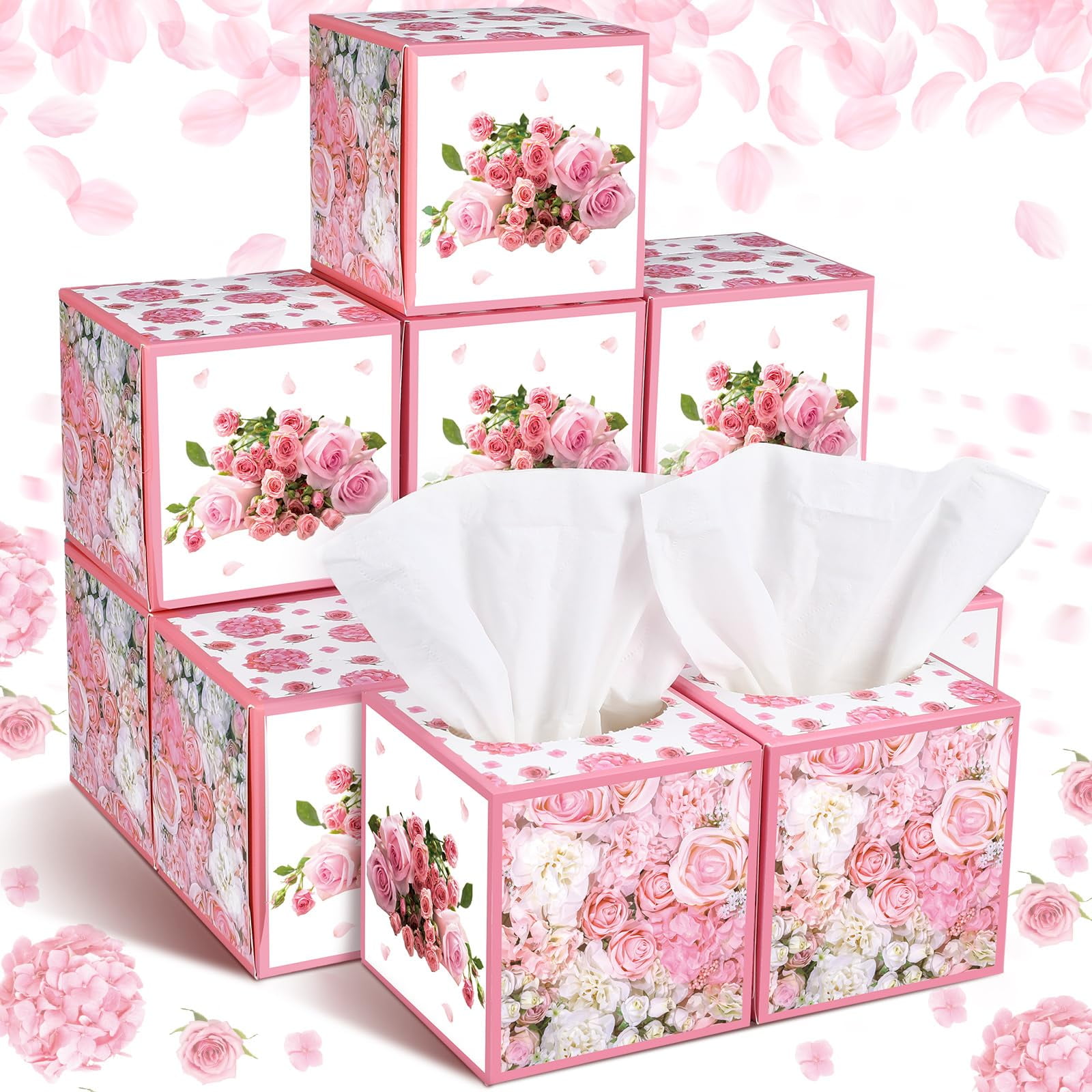 Fourluoo 12 Pack Spring Facial Tissues Cube Face Boxes 600 Sheets 3 Ply ...