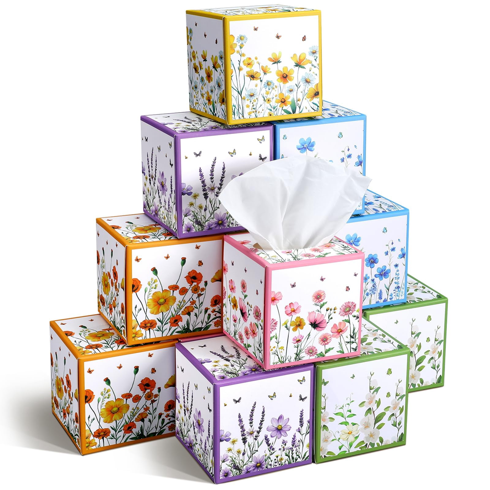 Fourluoo 12 Pack TWE5 Spring Facial Tissues Cube Face Boxes 600 Sheets ...