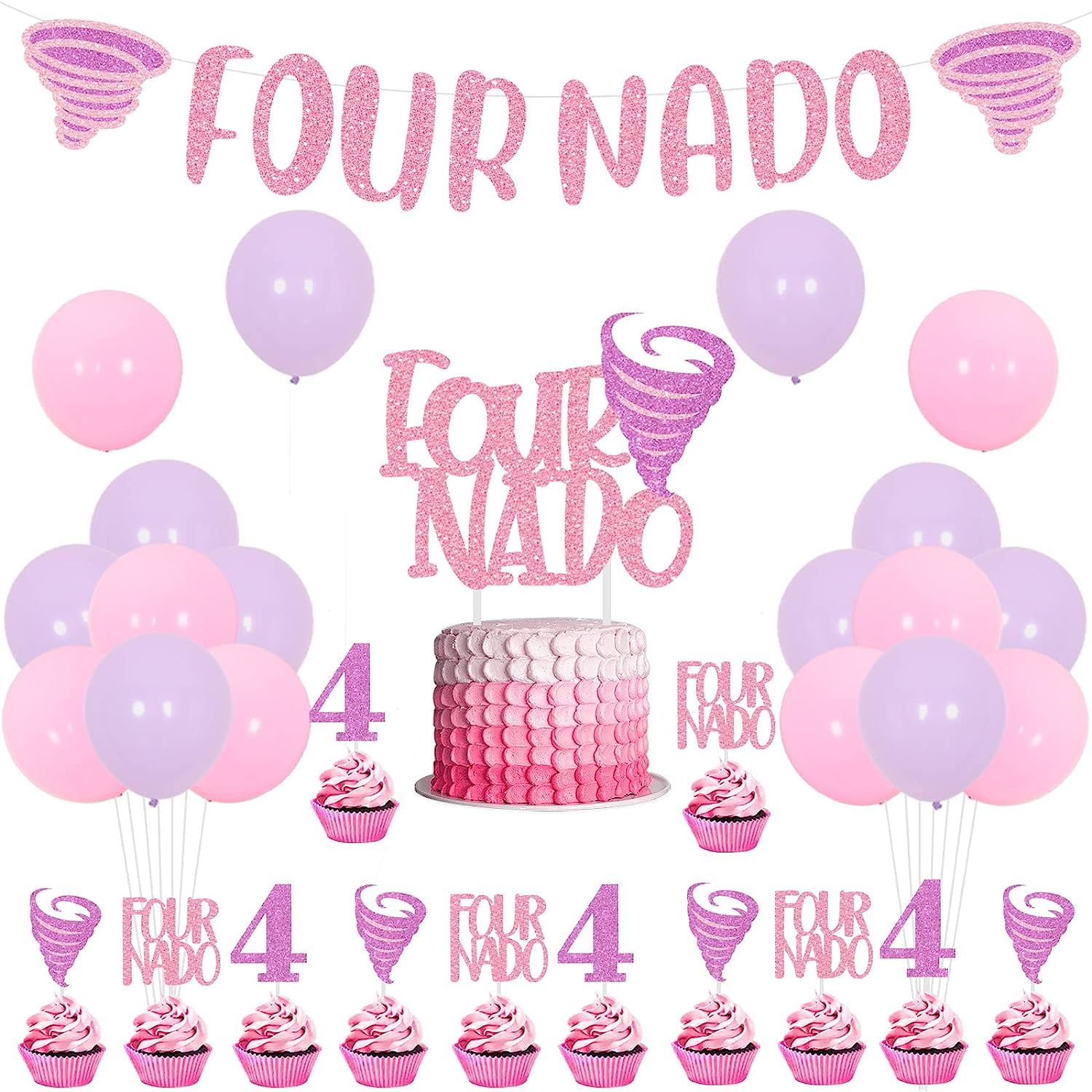 Fournado Birthday Party Decorations for Girls Tornado 4th Birthday ...