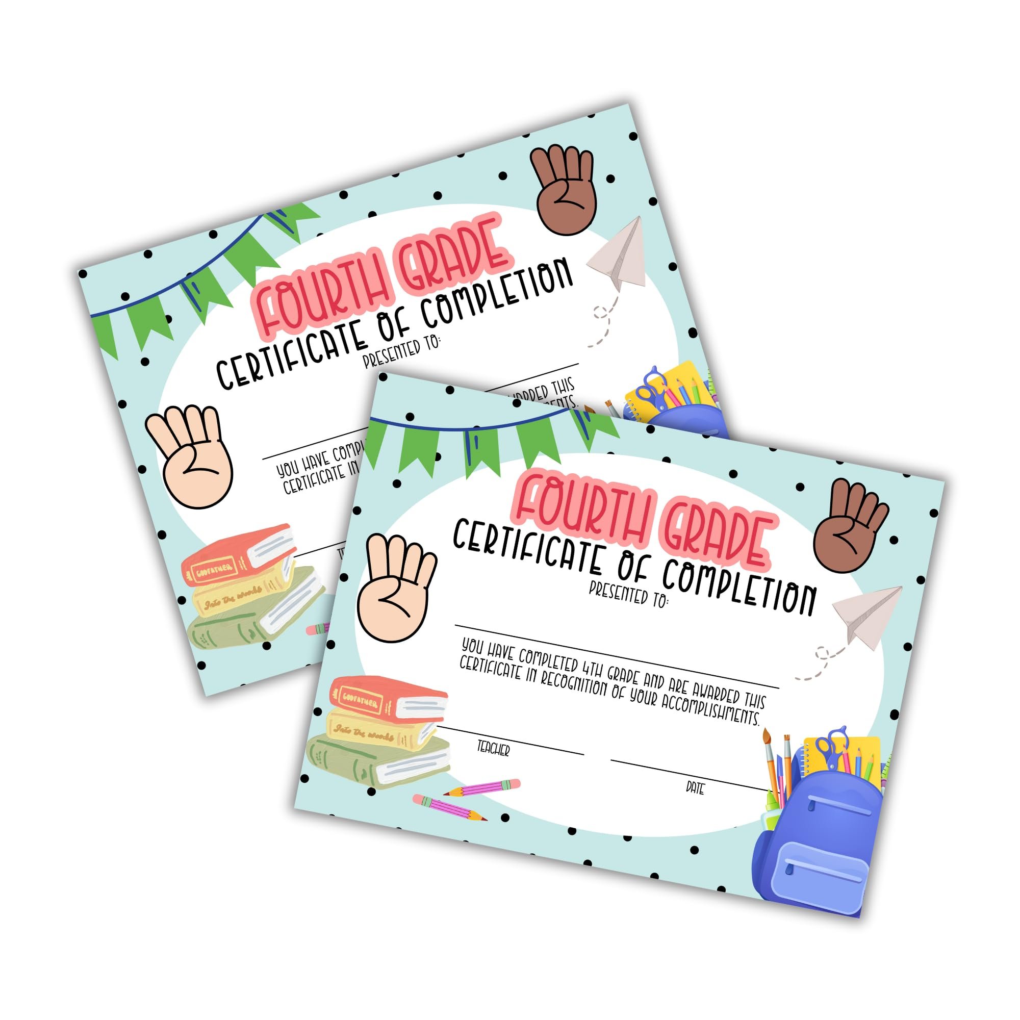 Fourth 4th Grade Certificate of Completion Graduation Diploma 30pk 8 ...