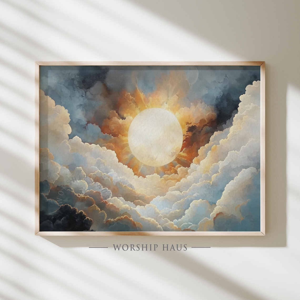 Fourth Day Of Creation Christian Wall Art Sun Among Clouds Genesis ...