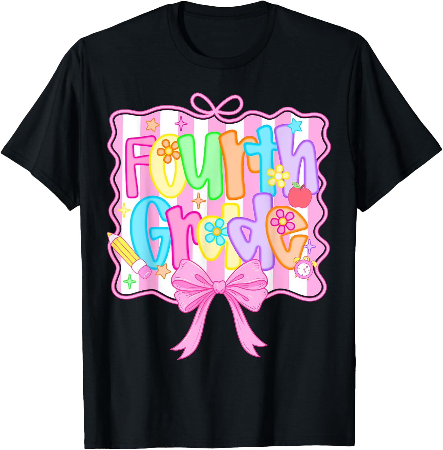 Fourth Grade Back to School Bow Cute Coquette 4th Grade Girl T-Shirt ...