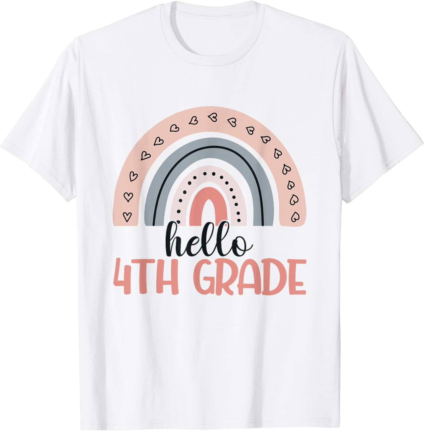 Fourth Grade Boho Rainbow Teacher Student Hello 4th Grade T-Shirt ...