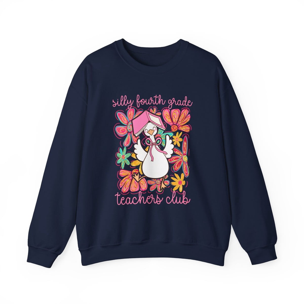 Fourth Grade Goose Floral Teacher Back To Gift School Sweatshirt ...