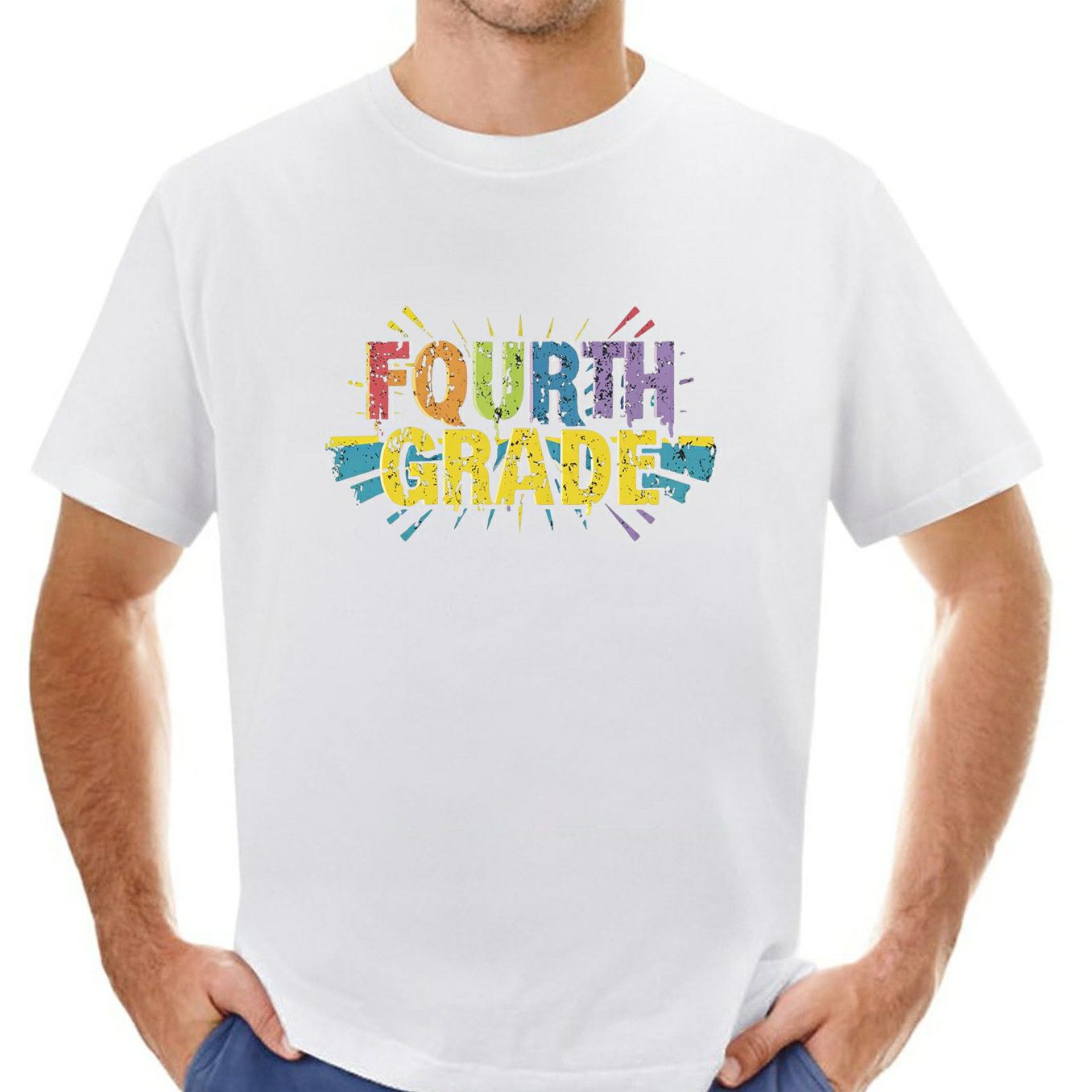 Fourth Grade Rainbow Girls Teacher Team 4Th Grade Squad Retro Mens T-Shirts White 3X-Large ...