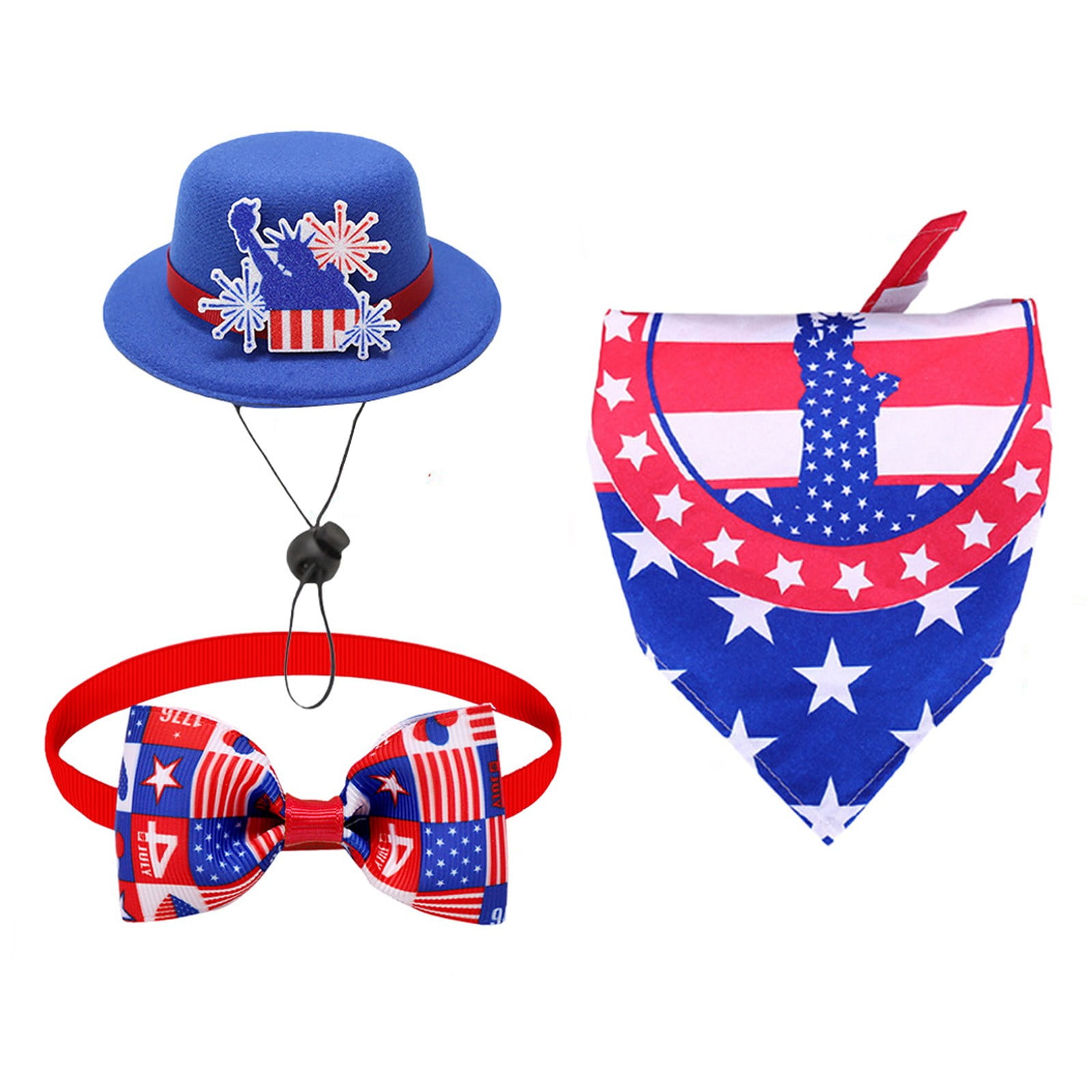 Fourth Of July 4Th Of July Patriotic Pet Accessory Set Adjustable Hat ...