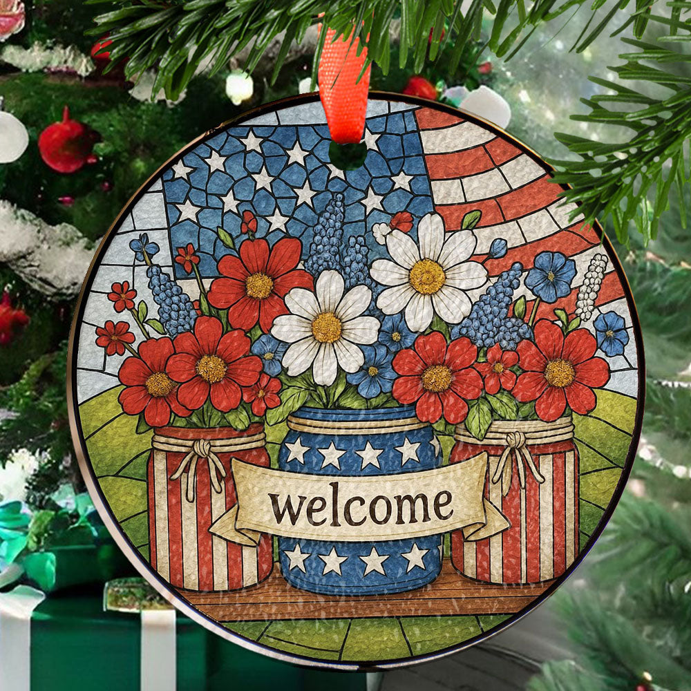 Fourth of July Front Stained Glass Door Window Hanging Decor, 4th Of ...