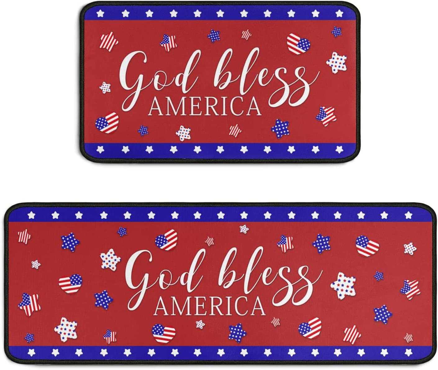 Fourth of July Kitchen Rugs Set 2 Pieces Independence Day Non Skid ...
