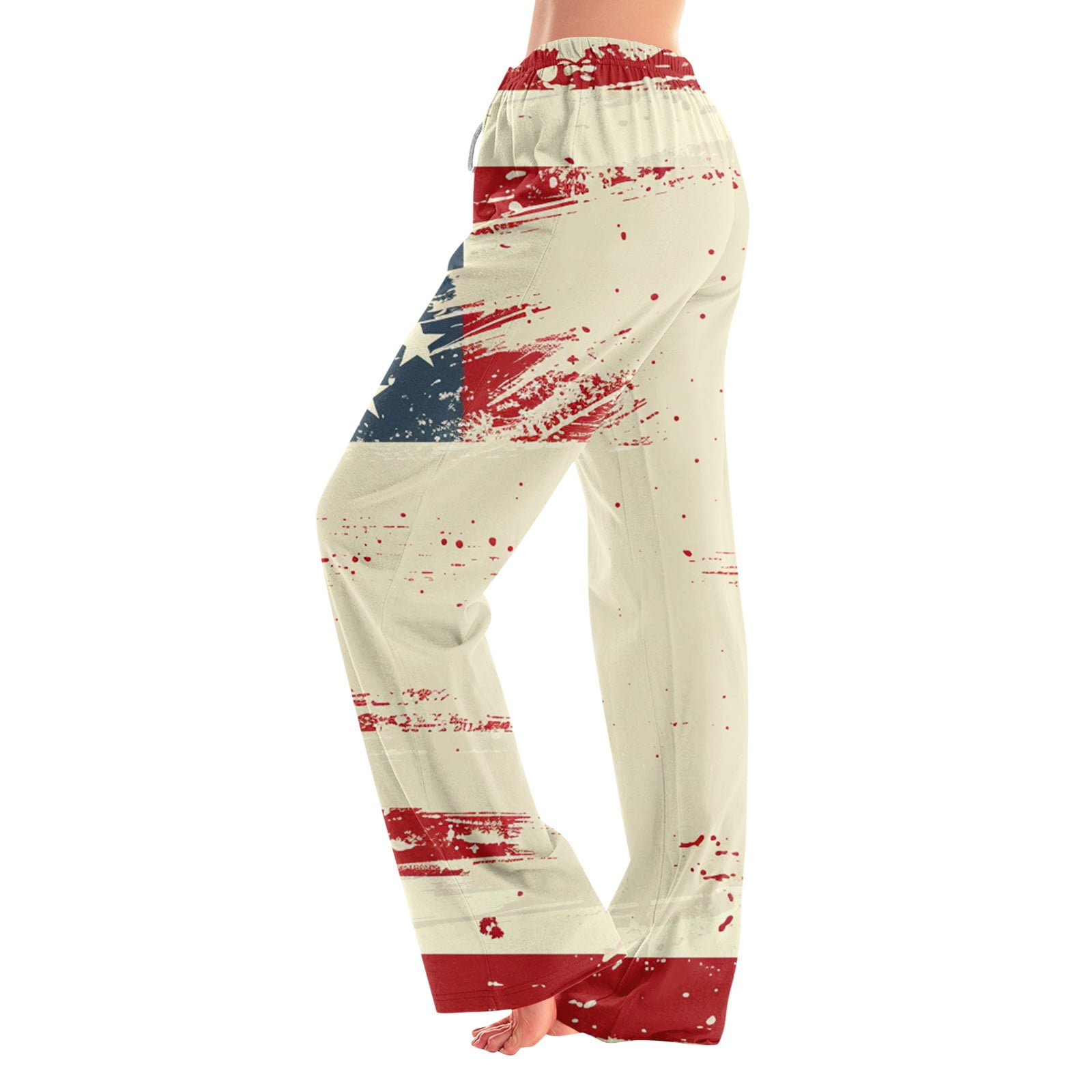 Fourth July Pants Women Red Blue and White Tie Dye Casual Pajama ...
