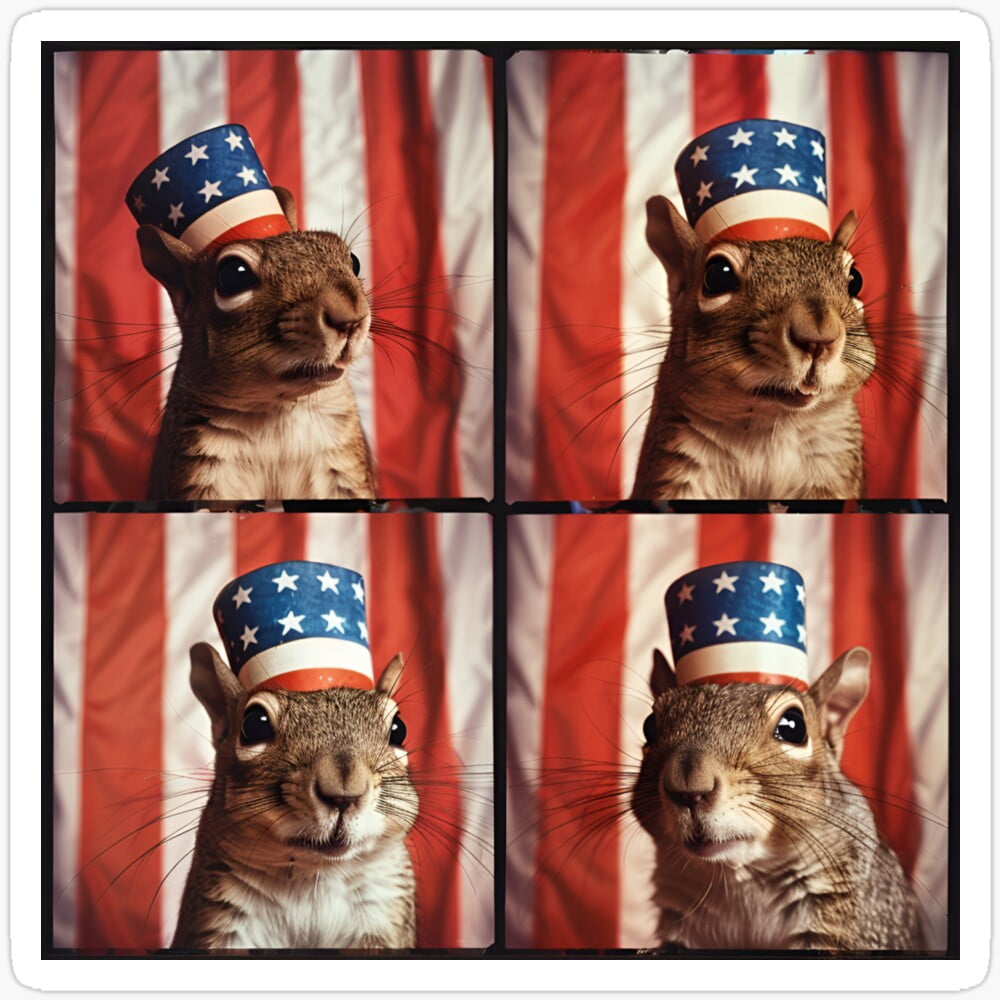 Fourth Of July Squirrel In Usa Flag Hat Cute Patriotic Animal For ...