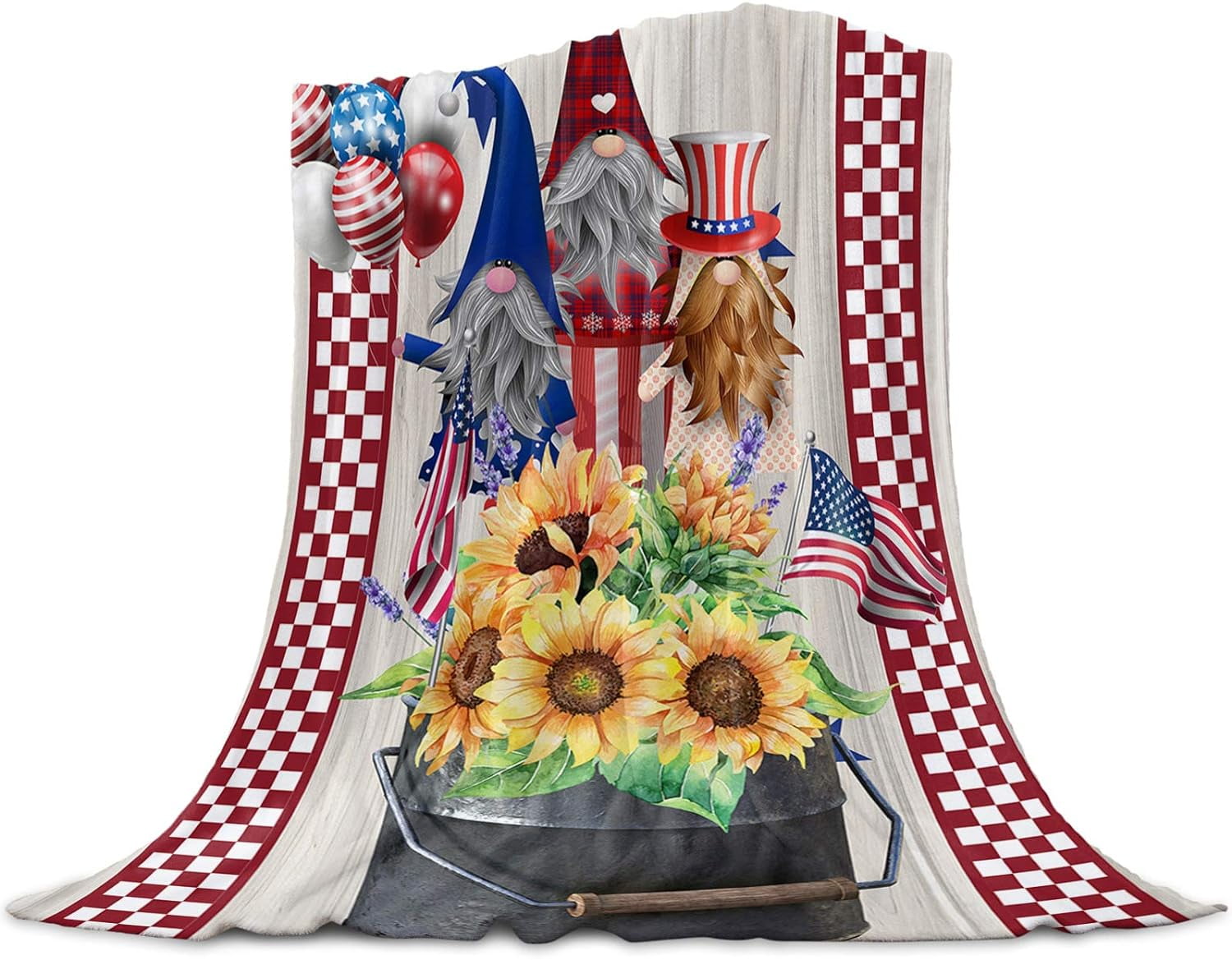 Fourth of July Super Soft Throw Blankets Patriotic American Flag Gnome ...