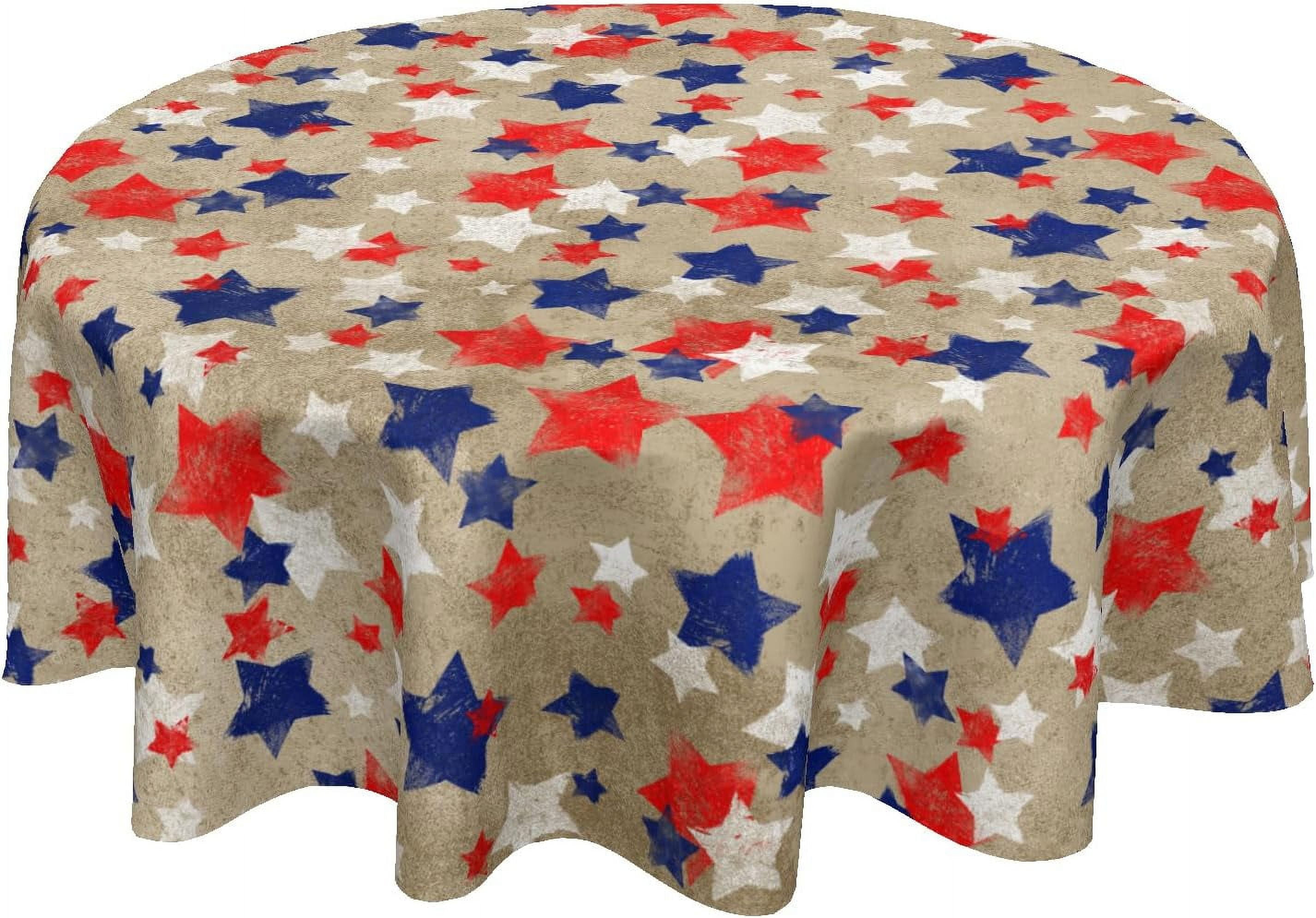Fourth of July Tablecloth Round 60 Inch Independence Day Patriotic ...