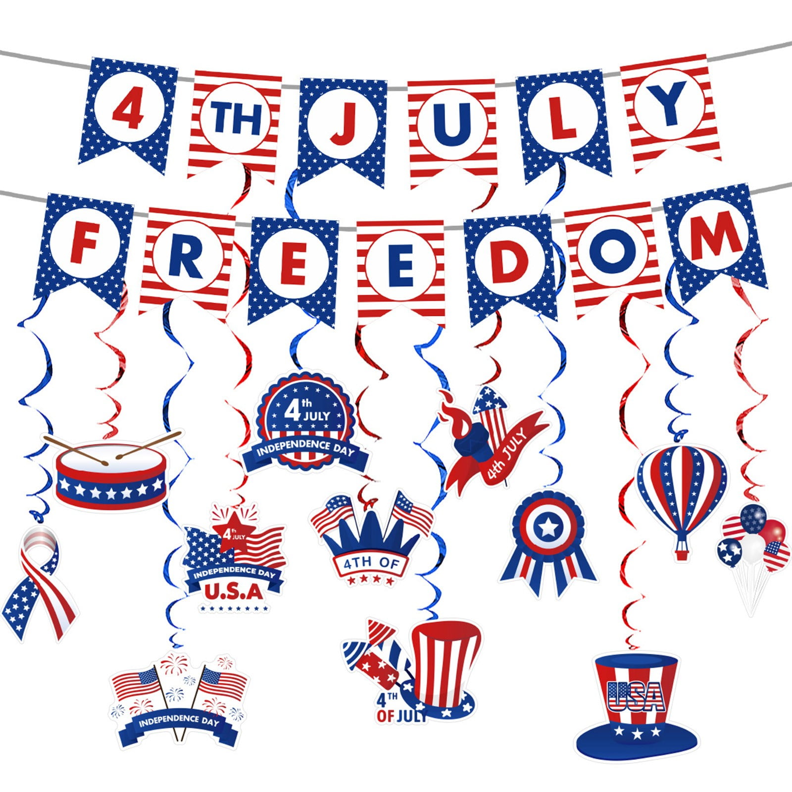 Fourth Of July Patriotic Party Decorations Set - Flag Party Supplies ...