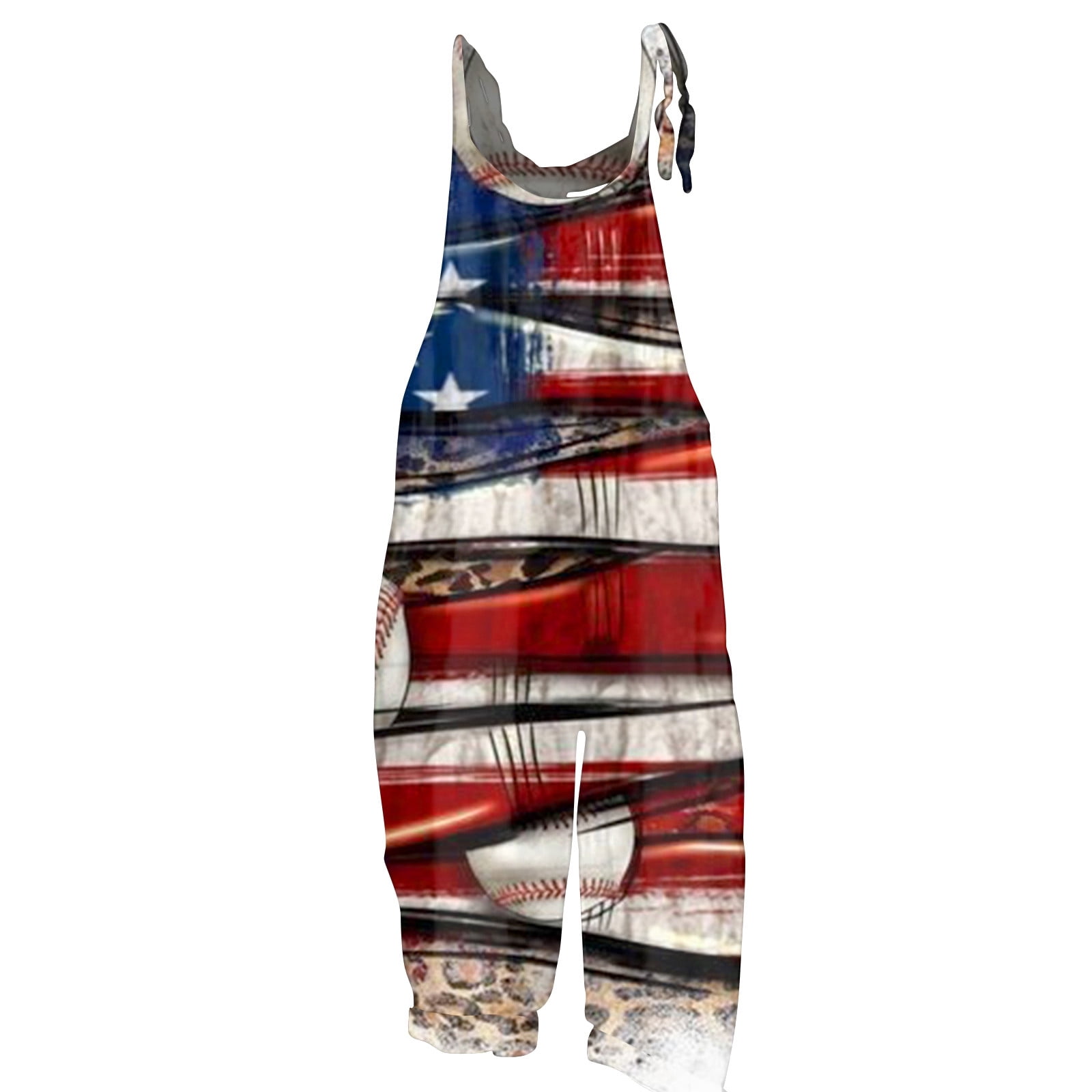 Fourth Of July Shirts Women 4th Of July Summer Pants Square-Neck Rompers Stars Stripe Jumpsuits ...