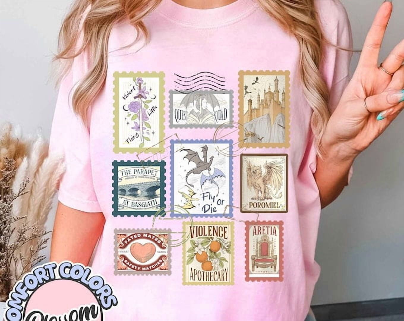 Fourth Wing Books Stamp , Fourth Wing Inspired , Dragon Rider , Romantasy Fan , Book Lovers tee ...