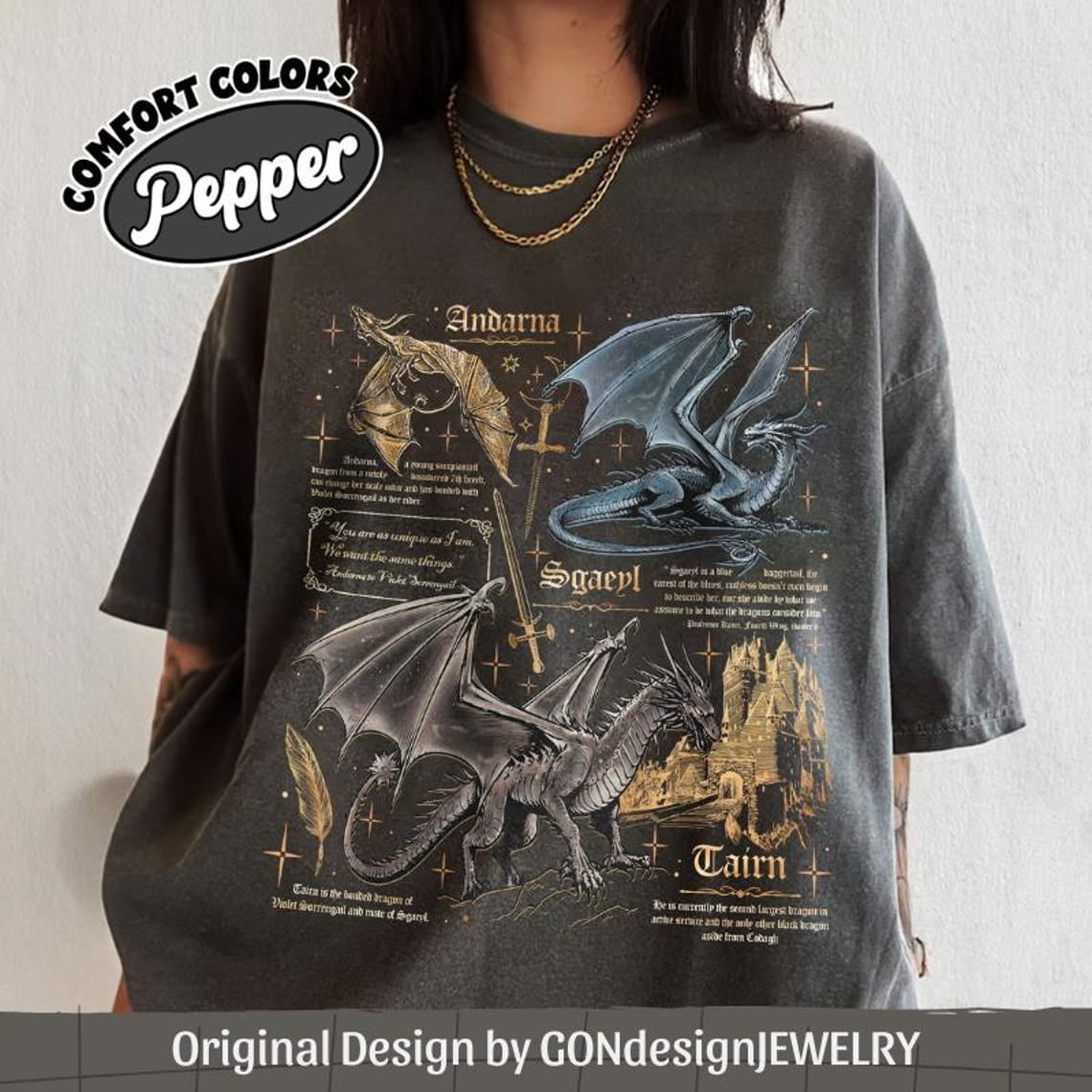 Fourth Wing Dragon Comfort Colors T-Shirt, Tairn & Andarna Shirt ...