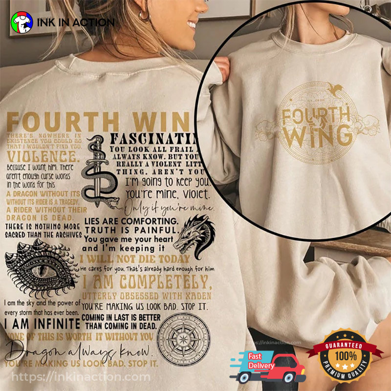 Fourth Wing Dragon Rider 2 Side Shirt, Rebecca Yoros Tee - Walmart.com