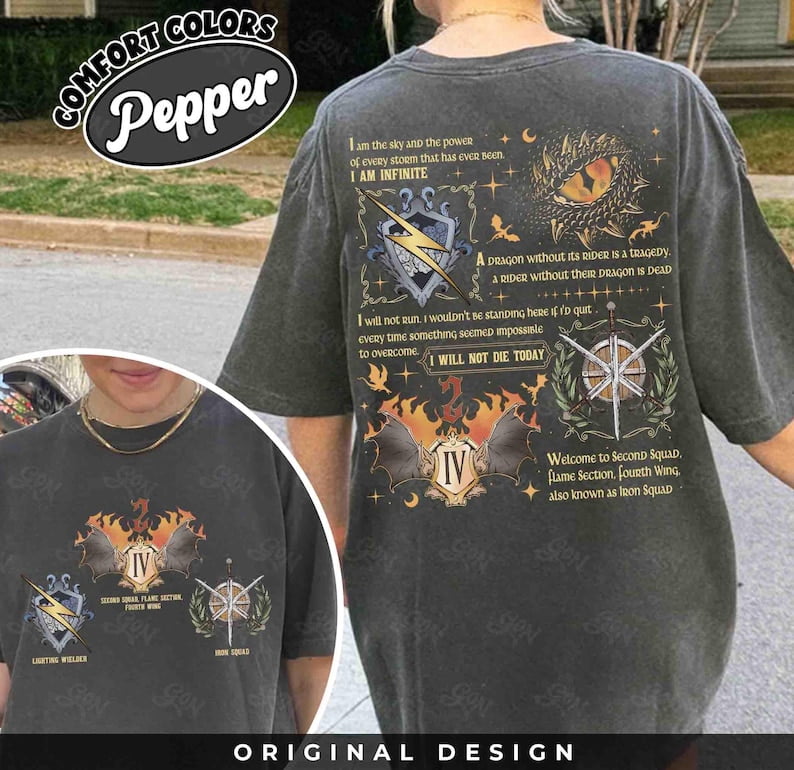 Fourth Wing Iron Squad Two Sided Comfort Colors Shirt, Onyx Storm Brave ...