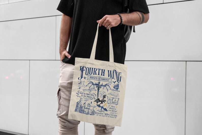 Fourth Wing Riders Quadrant Tote Bag with Basgiath War College Map and ...