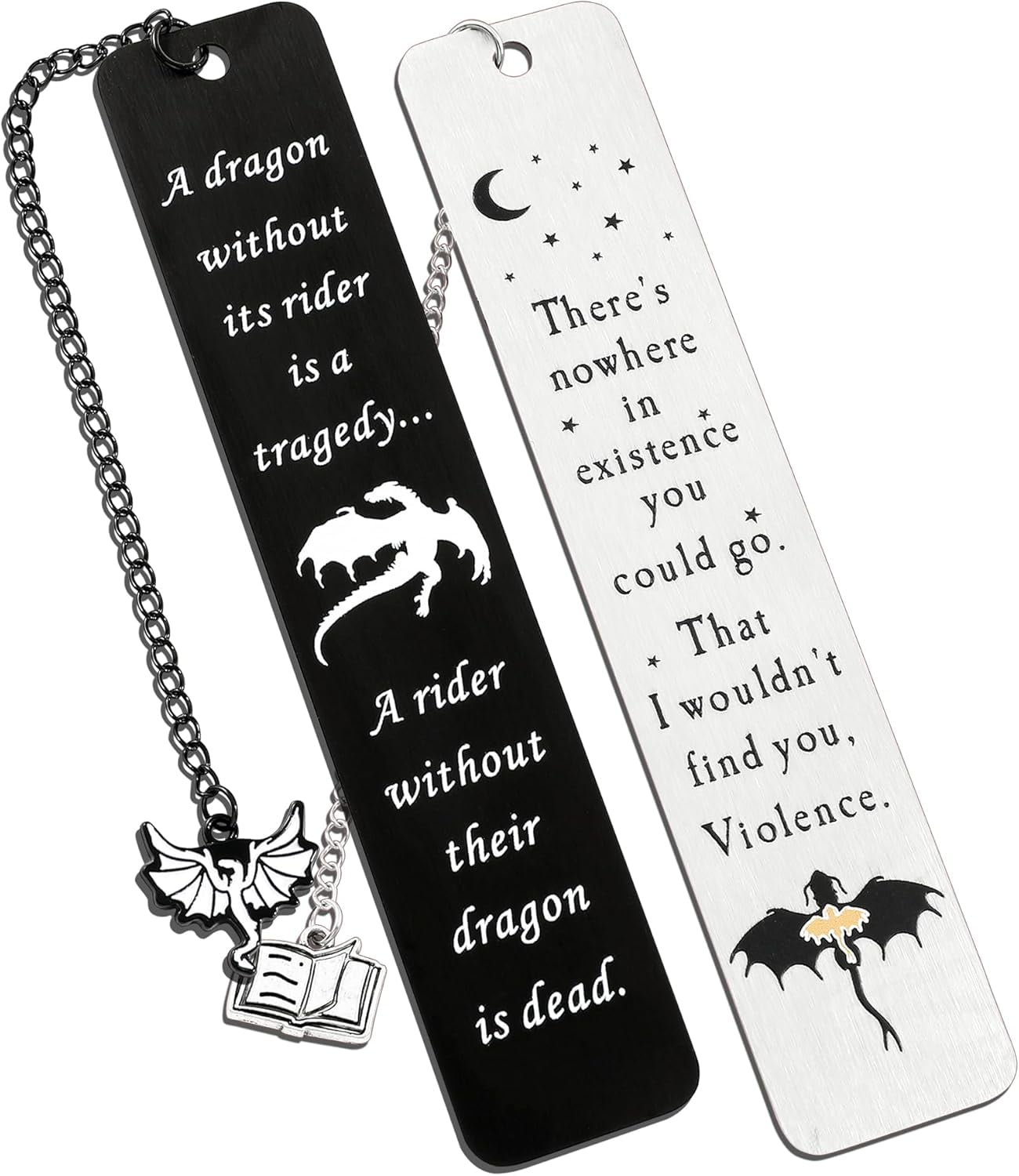 Fourth Wing Stainless Steel Bookmarks, Set of 2, Flying Dragon Metal ...