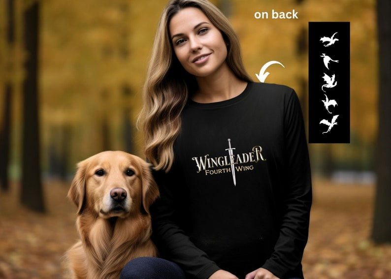 Fourth Wing Wingleader Long Sleeve 2-sided Shirt, dragons on back ...