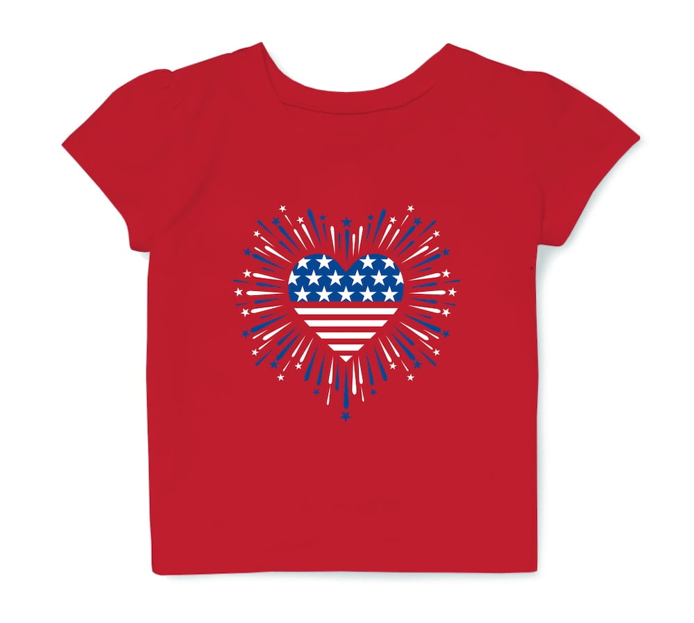 Fourth of July 4th Tee Shirt USA American Flag T-Shirt Toddler Girls 4T ...