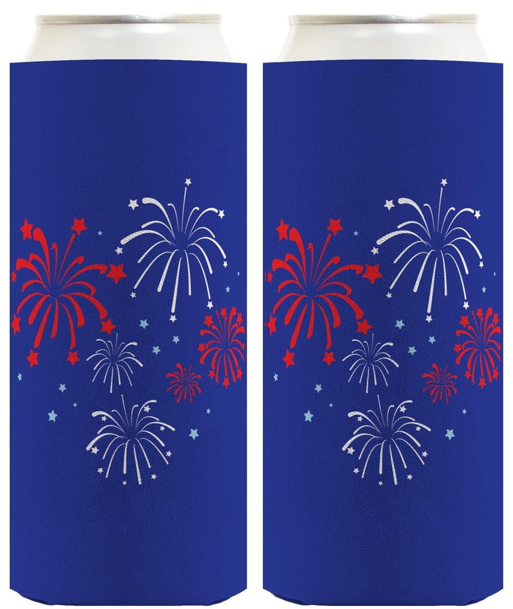 Fourth of July Accessories Fireworks Royal Blue 2-Pack Ultra Slim Can ...