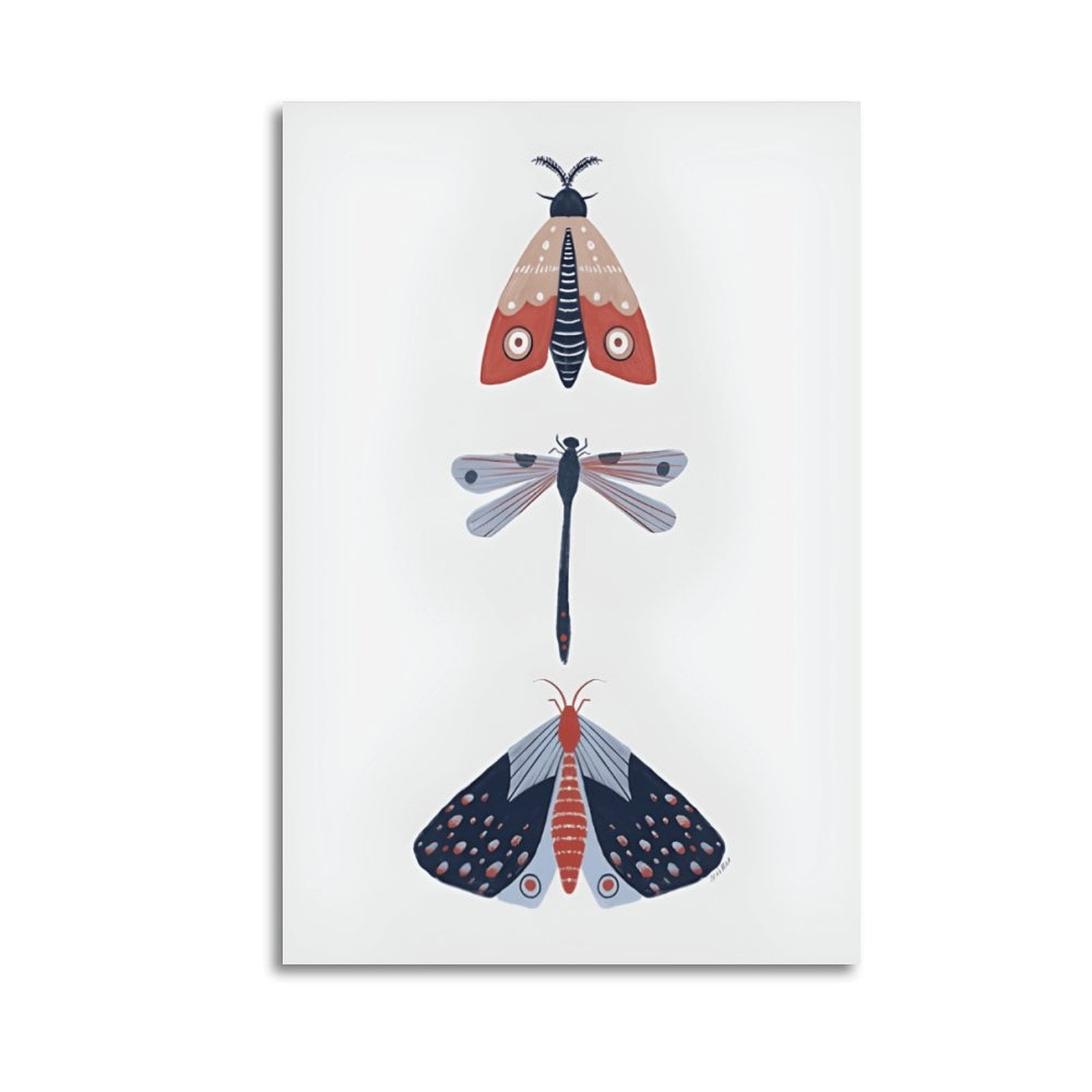 Fourth of July Art Print, Freedom Butterflies Art Poster Wrapped Wooden ...