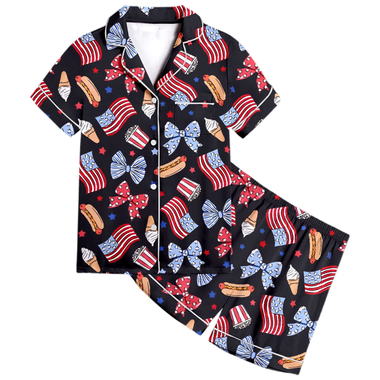Fourth of July Girls Pajamas Size 2-3 Years Short Sleeve Pajamas Cute ...