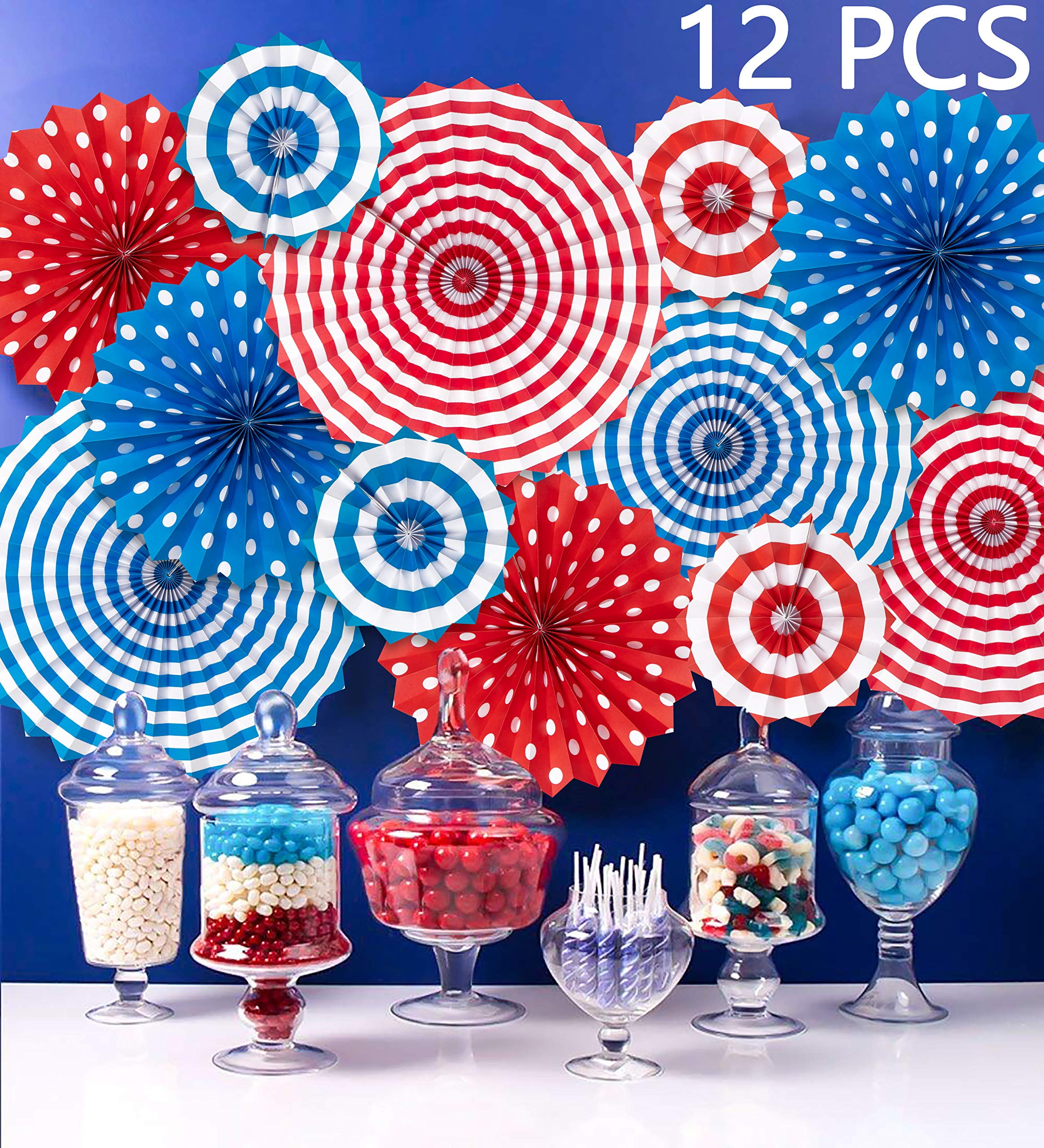 Fourth of July Patriotic Decorations - Red White Blue Hanging Paper ...