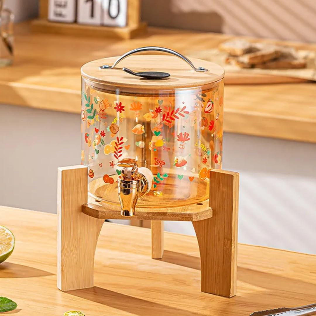 Fourthline 1 Pc 2.6 LTR Printed Glass Water Beverage Dispenser with ...