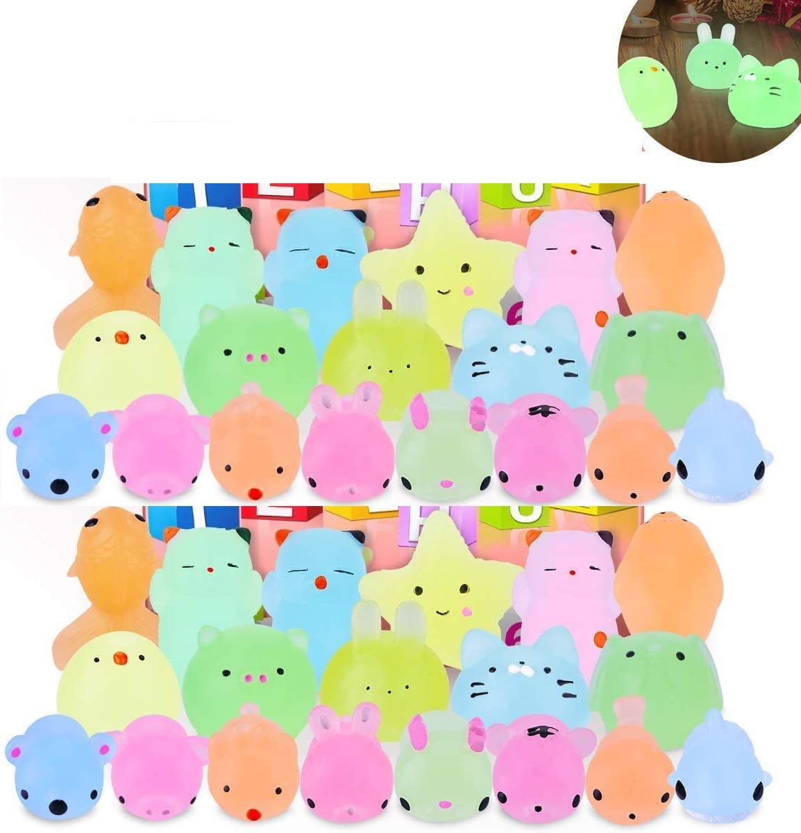 Fourthline 10 Pack Squishies Mochi Squishy Toys Glow in The Dark Party ...