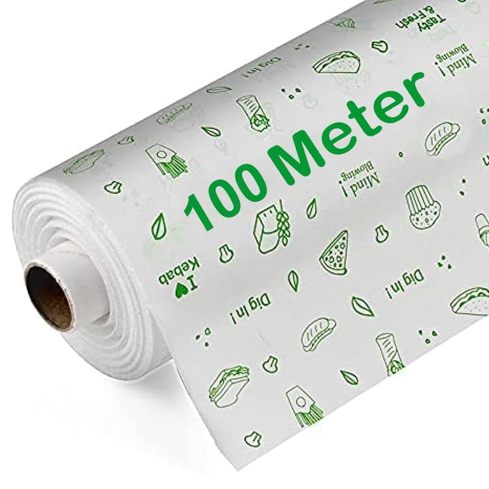 Fourthline 100 Meter Parchment Food Wrapping Paper Roll - Premium Non ...